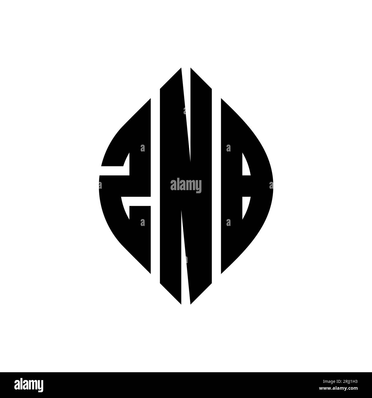 ZNB circle letter logo design with circle and ellipse shape. ZNB ...