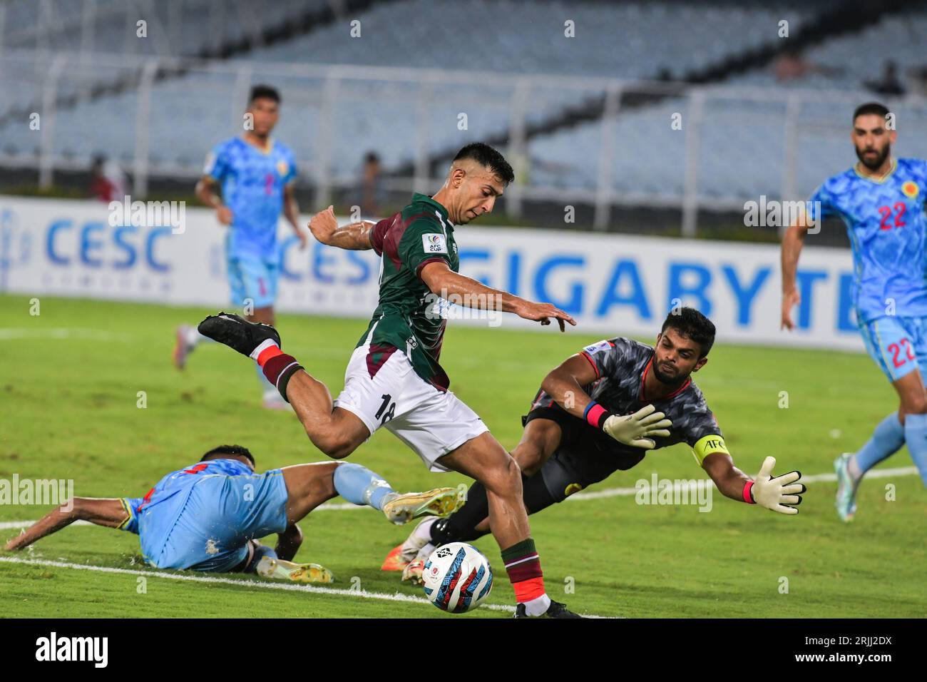 Kolkata, India. 22nd Aug, 2023. Sahal Abdul Samad (No 18) of Mohun ...