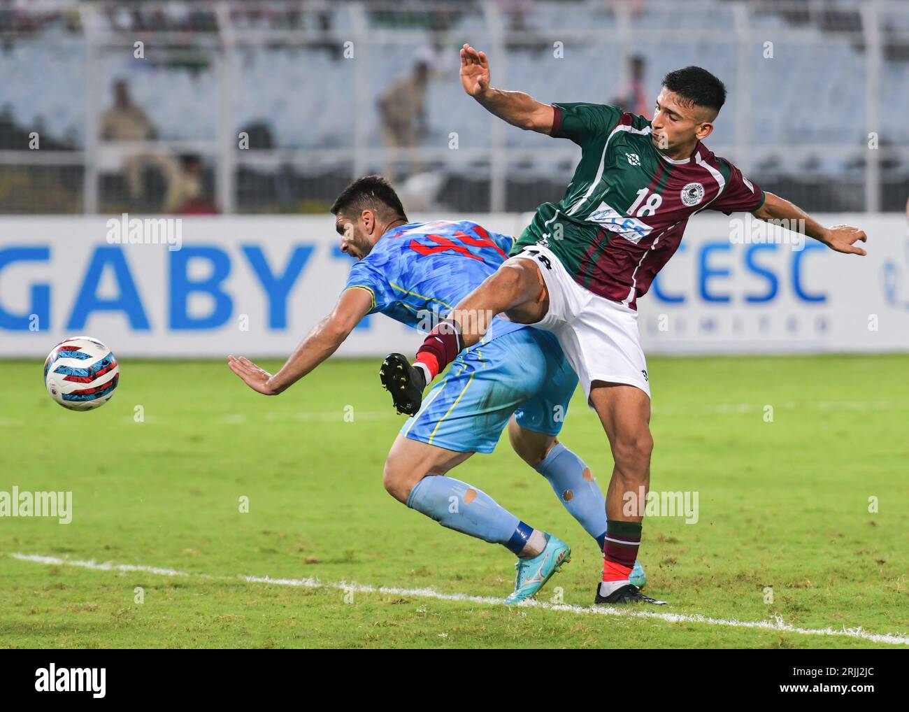 Kolkata, India. 22nd Aug, 2023. Sahal Abdul Samad (No 18) of Mohun ...