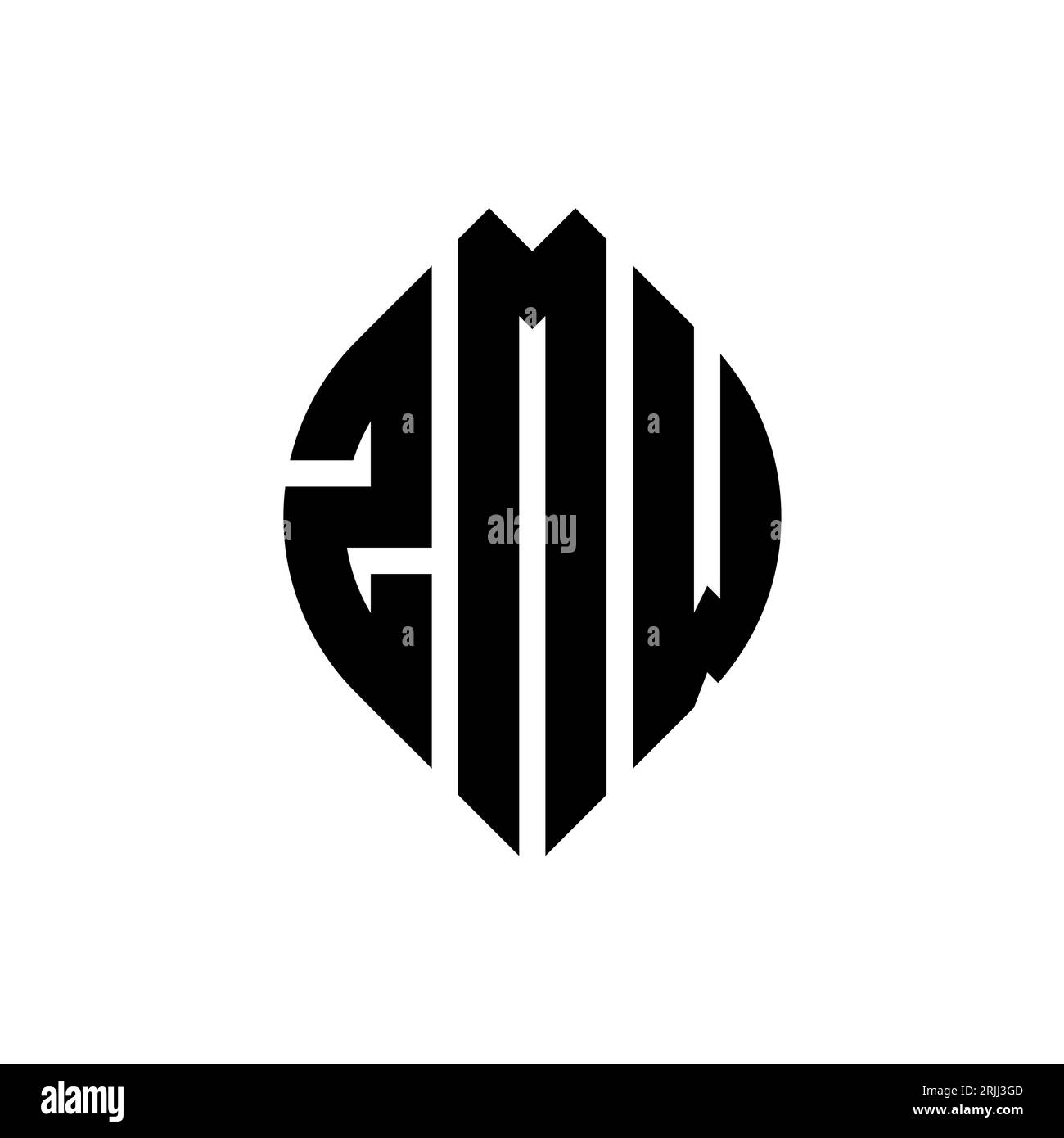 ZMW circle letter logo design with circle and ellipse shape. ZMW ...