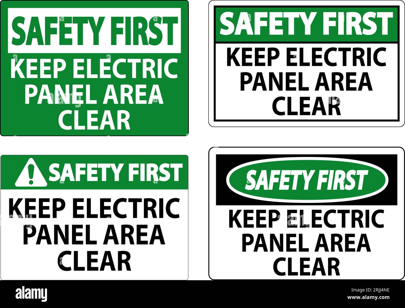 Safety First Sign Keep Electric Panel Area Clear Stock Vector Image ...