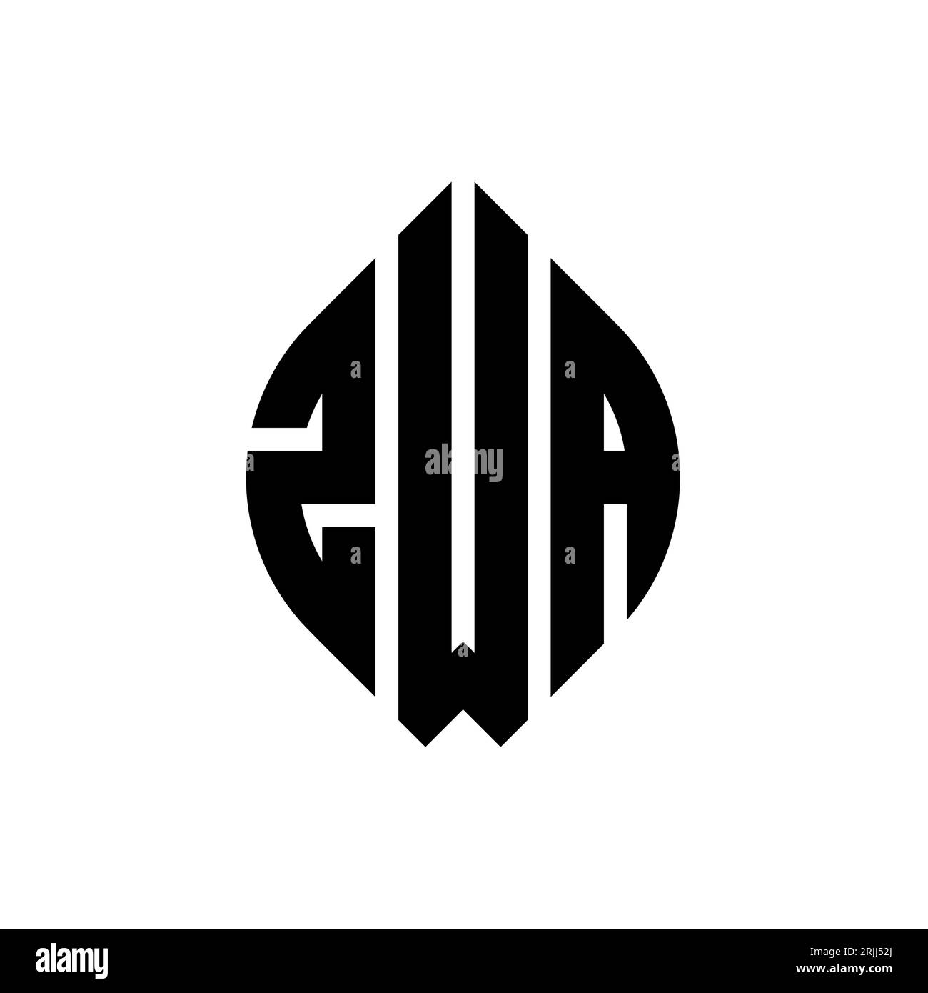 ZWA circle letter logo design with circle and ellipse shape. ZWA ...