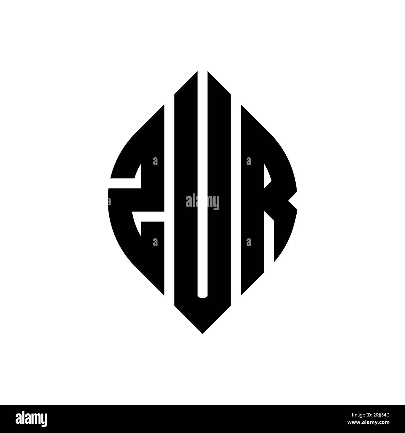 ZUR circle letter logo design with circle and ellipse shape. ZUR ...