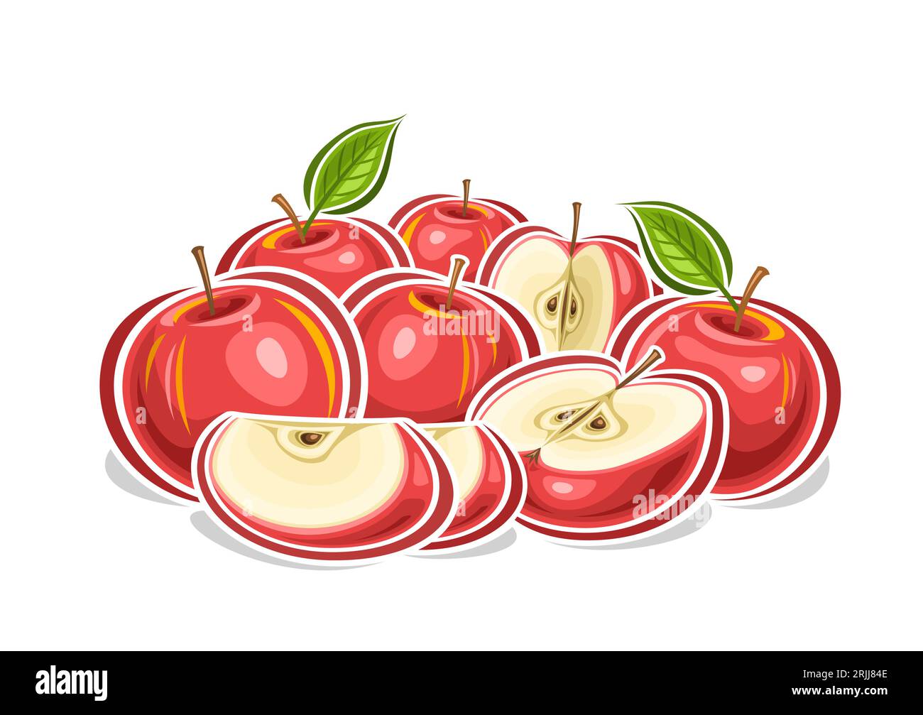 Vector logo for Red Apples, decorative horizontal poster with outline ...