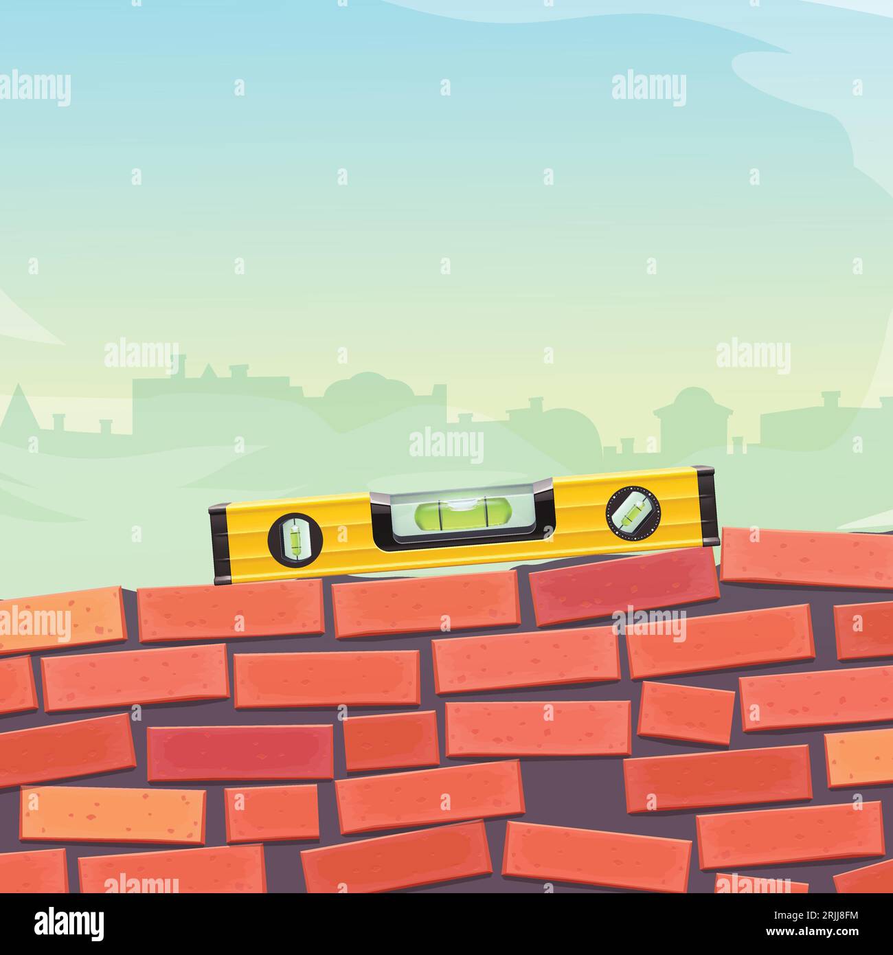 spirit level on top bad brick wall Stock Vector Image & Art - Alamy