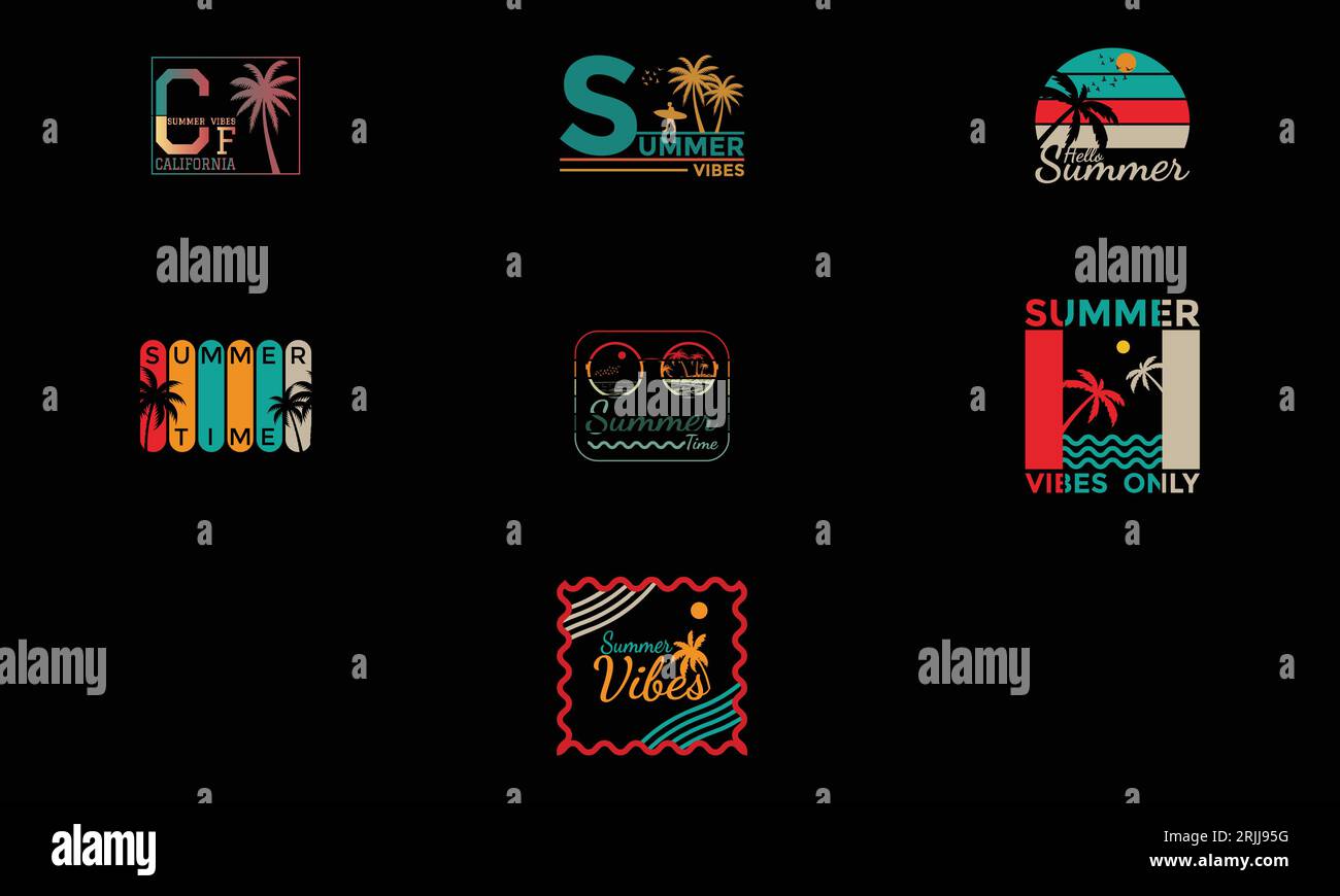 Summer T Shirt Design Bundle Stock Vector Image & Art - Alamy