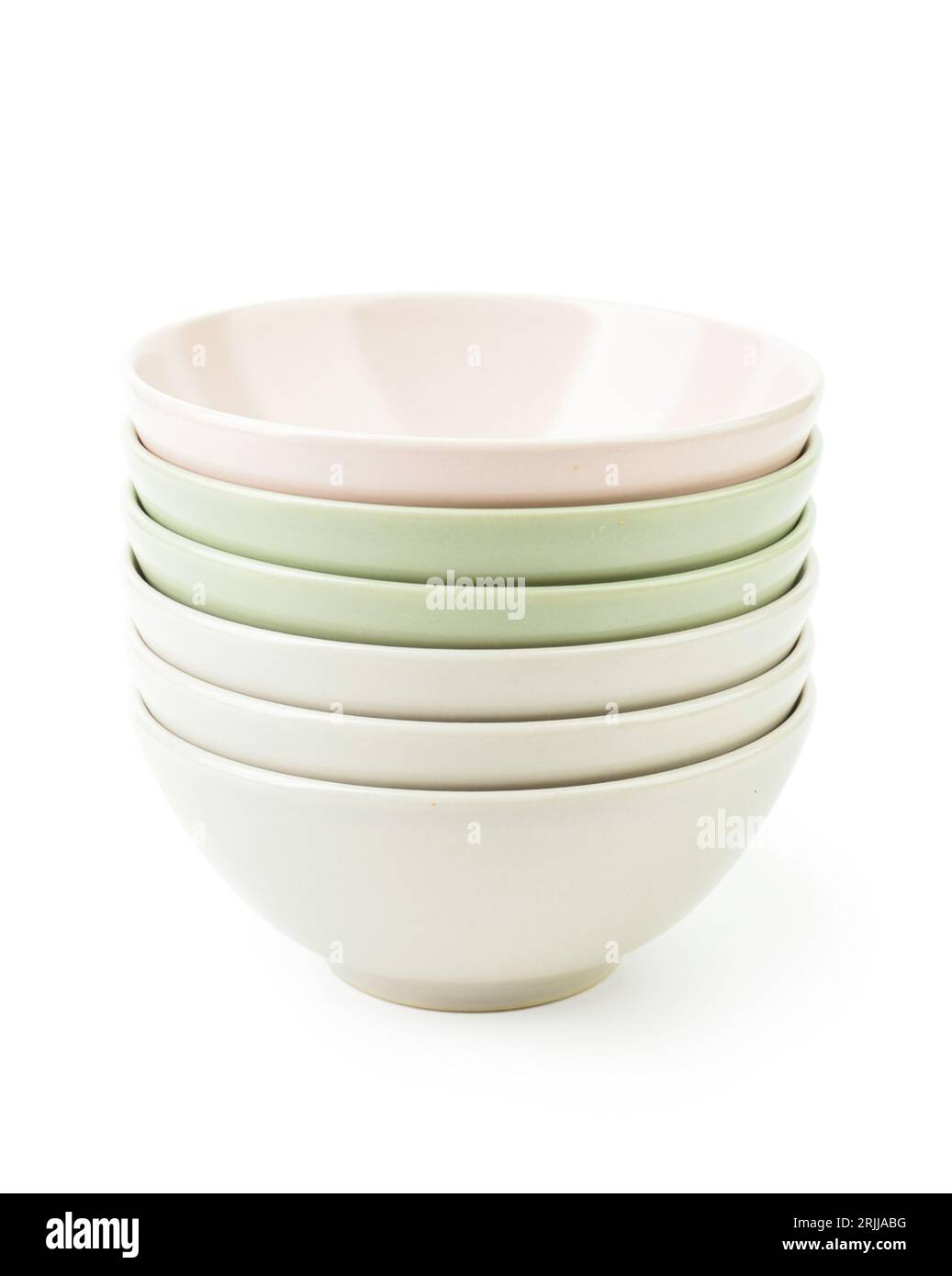 Set of color bowls on white background Stock Photo - Alamy