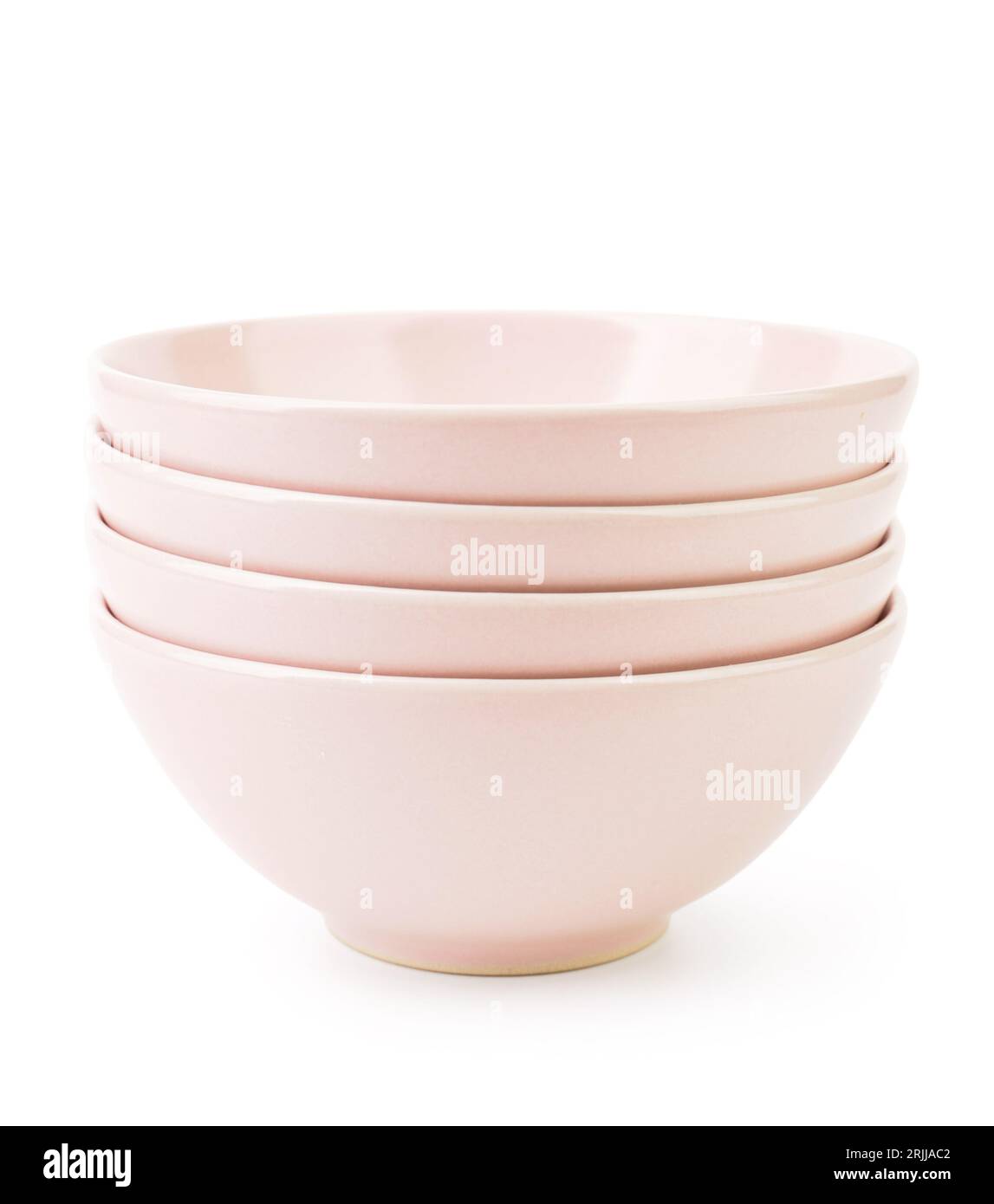 Set of pink bowls on white background Stock Photo - Alamy