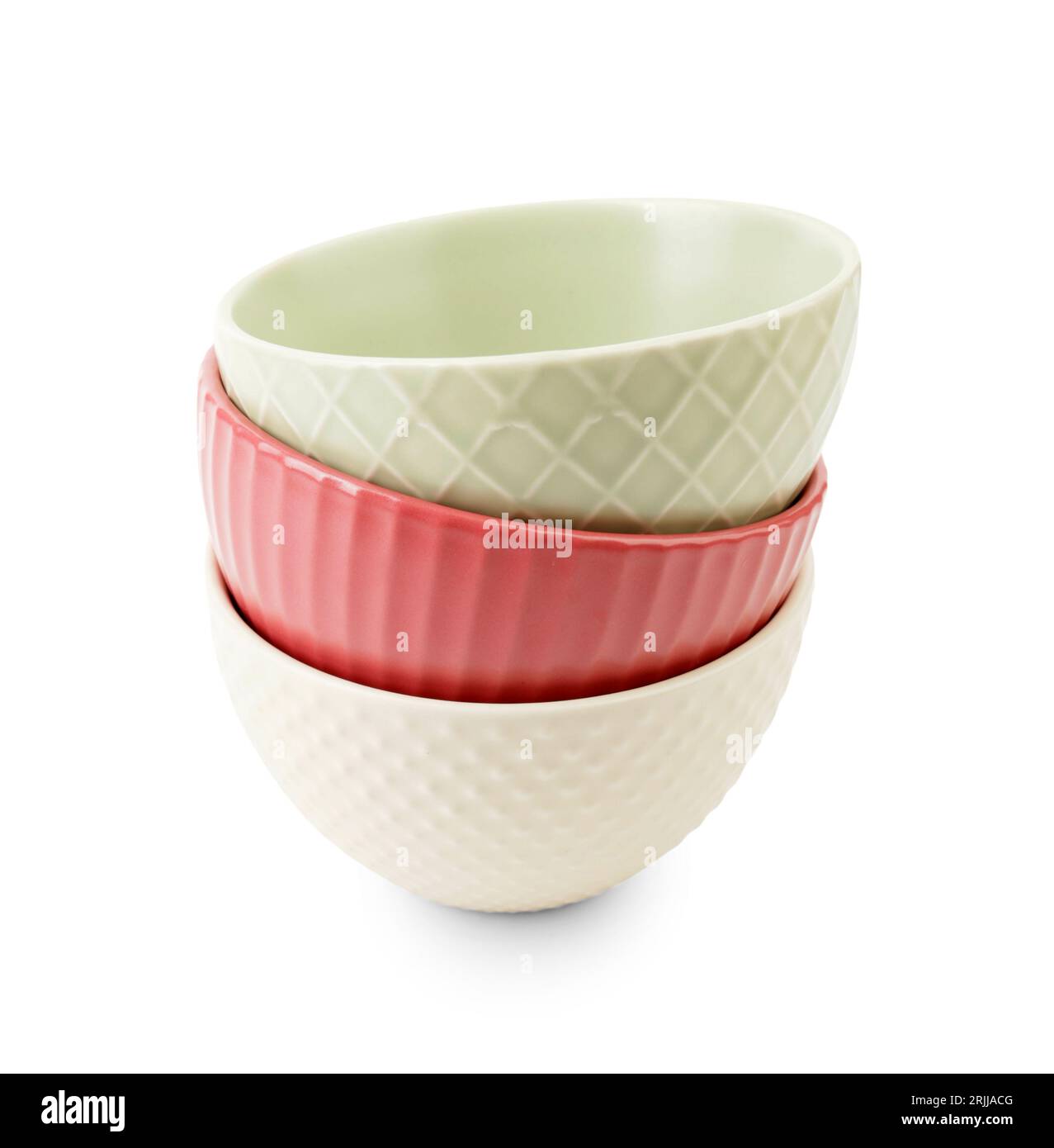 Set of color bowls on white background Stock Photo - Alamy