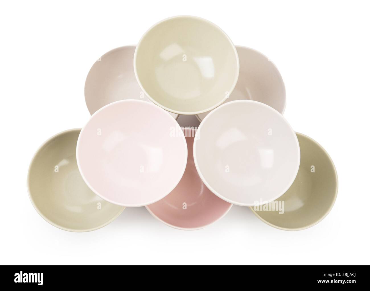 Set of color bowls on white background Stock Photo - Alamy
