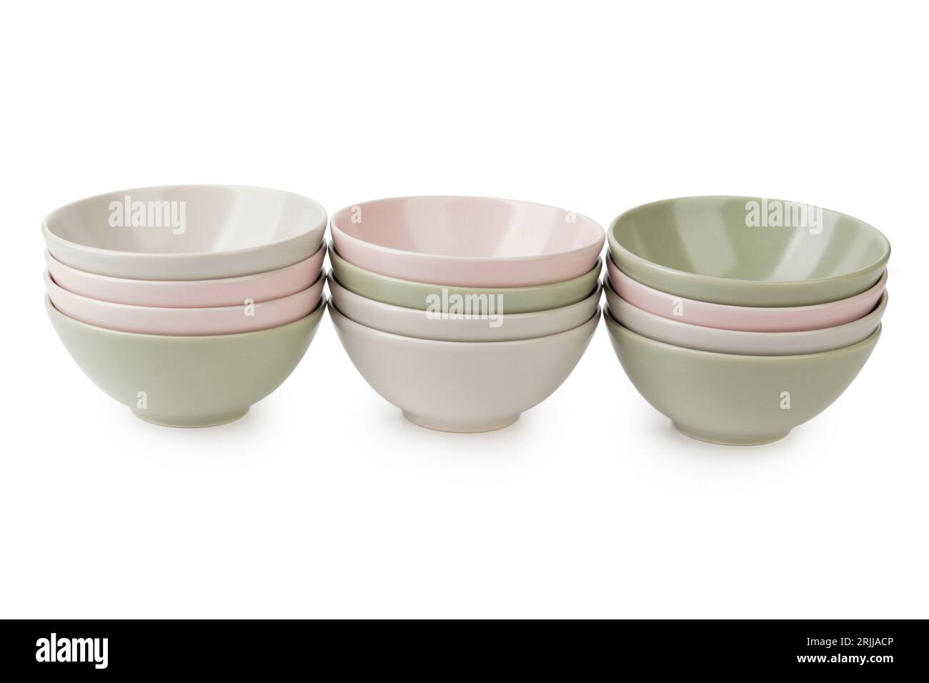 Set of color bowls on white background Stock Photo - Alamy