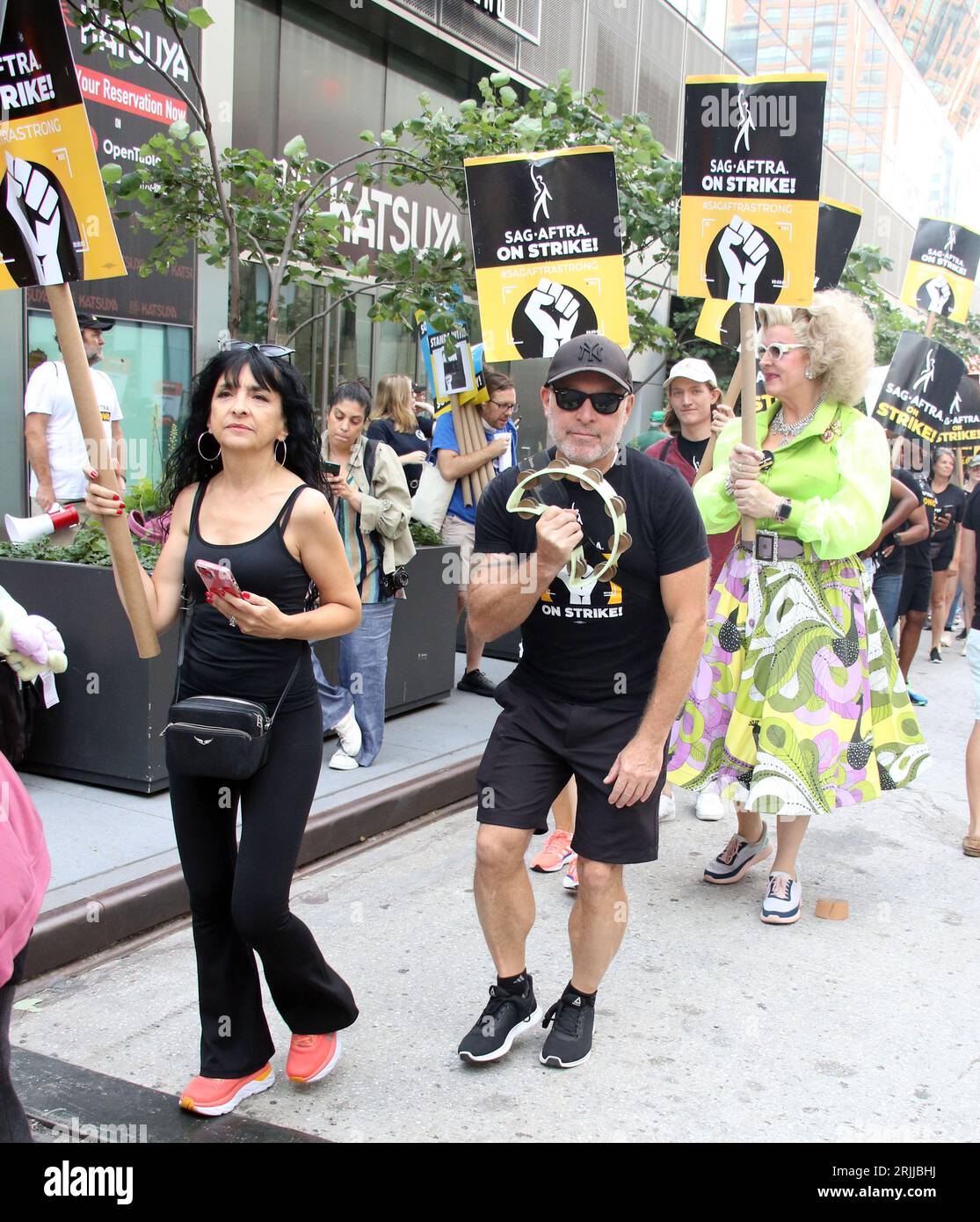 New York, NY, USA. 22nd Aug, 2023. Members of SAG-AFTRA, IATSE and the ...