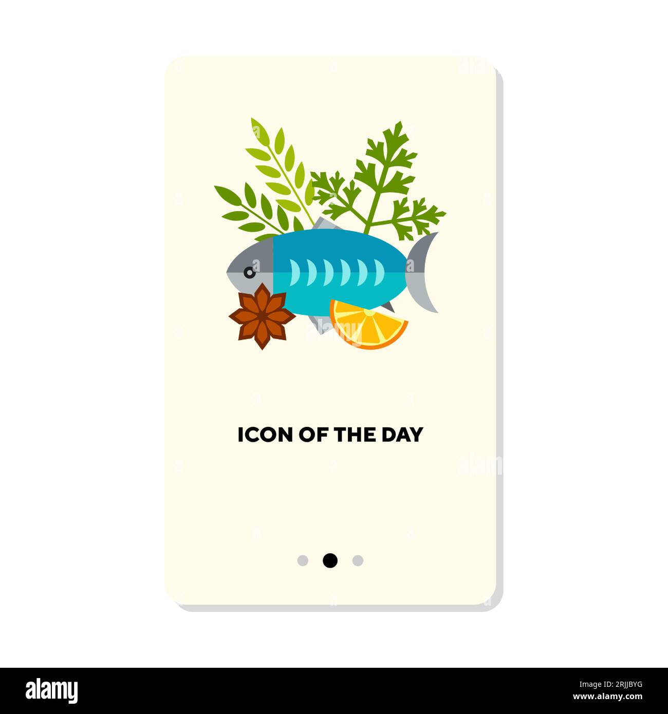 Fish and seasoning for cooking on white background Stock Vector Image ...