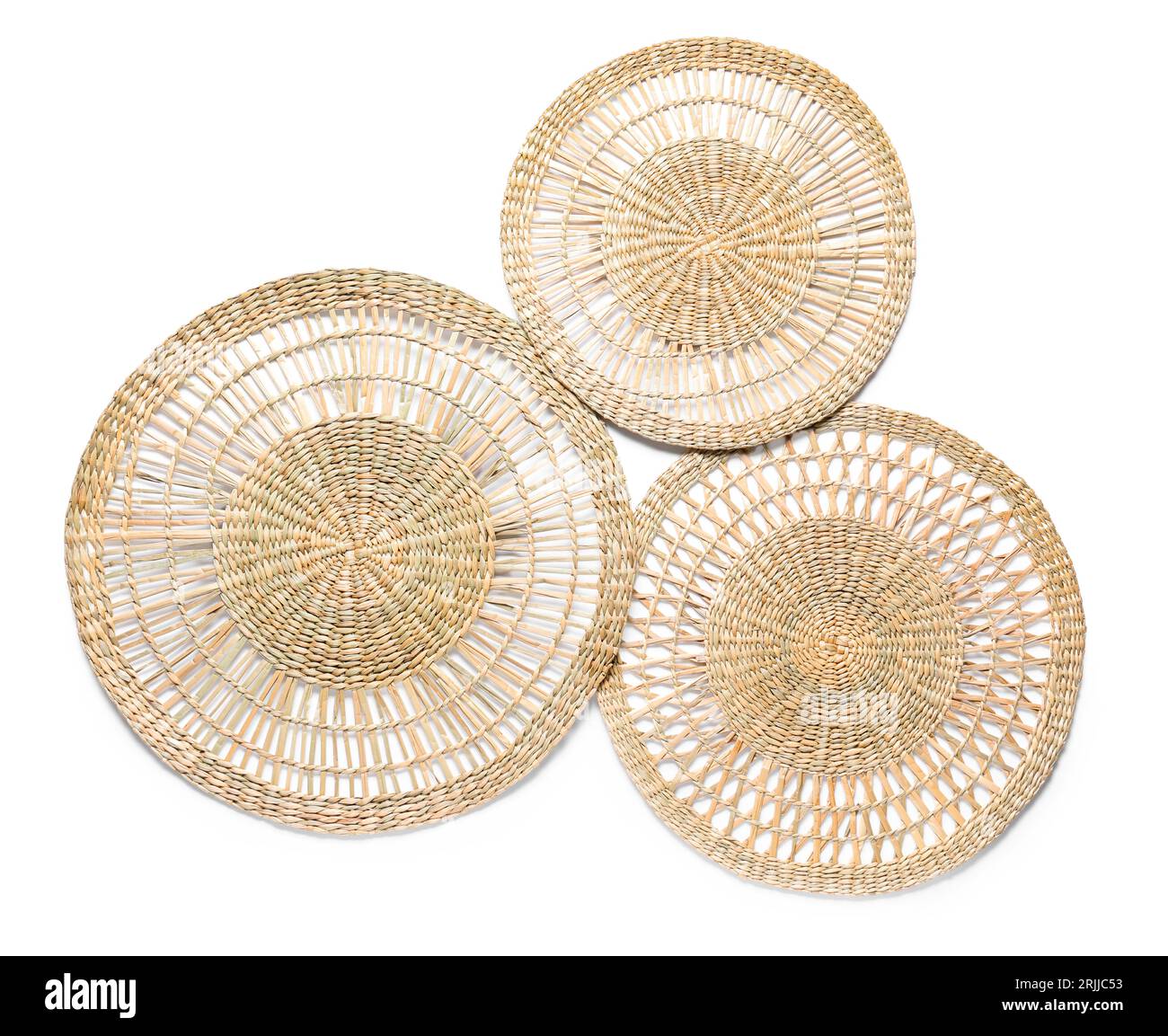 Wicker kitchen mats on white background Stock Photo - Alamy