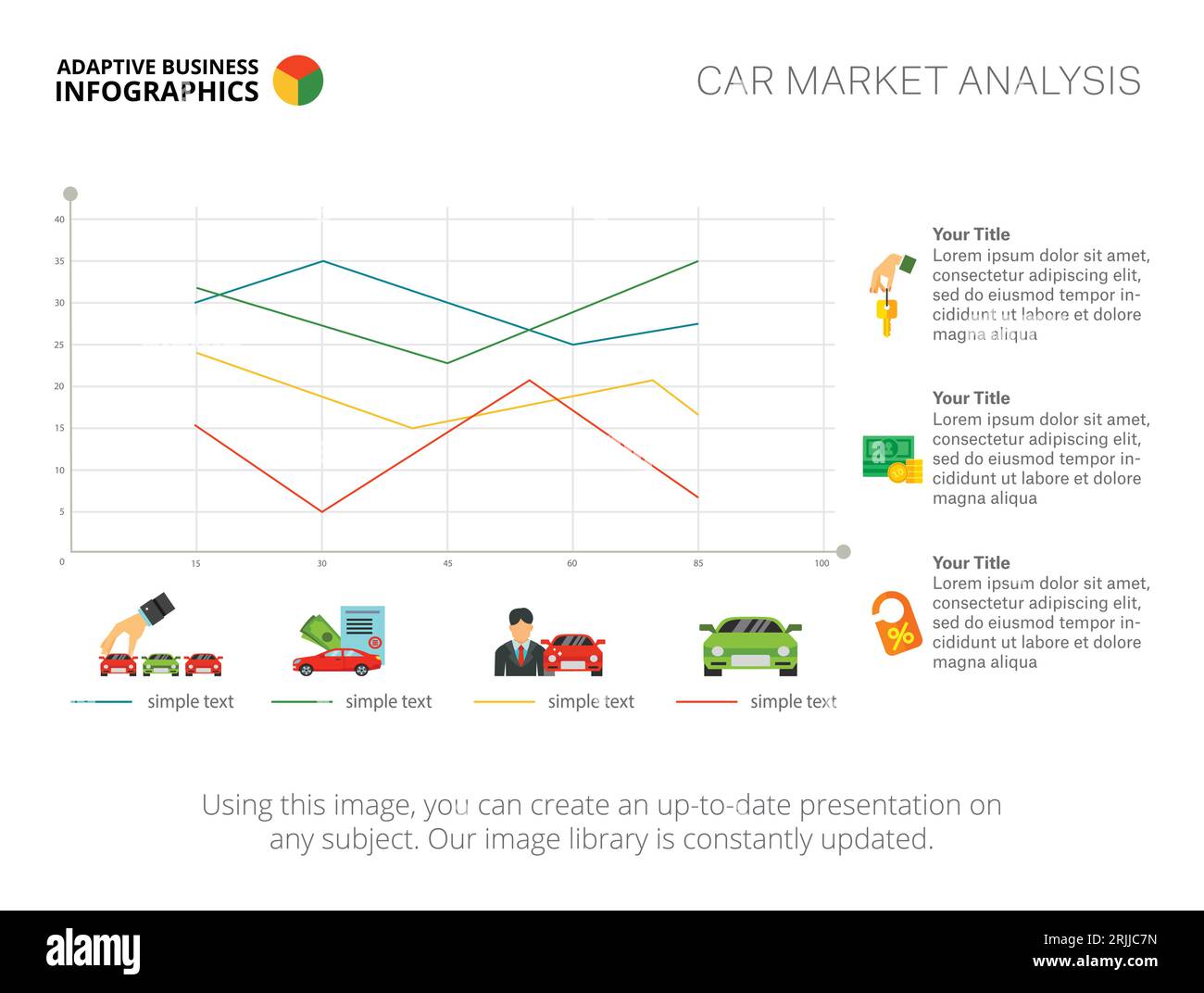 Four Line Charts Slide Template Stock Vector Image & Art - Alamy