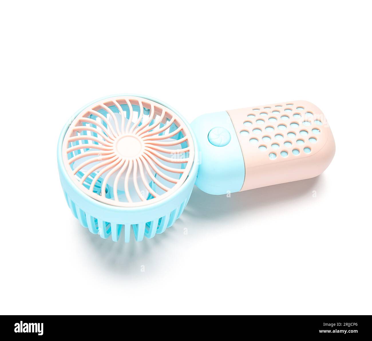 Mini electric fan on white background Stock Photo - Alamy