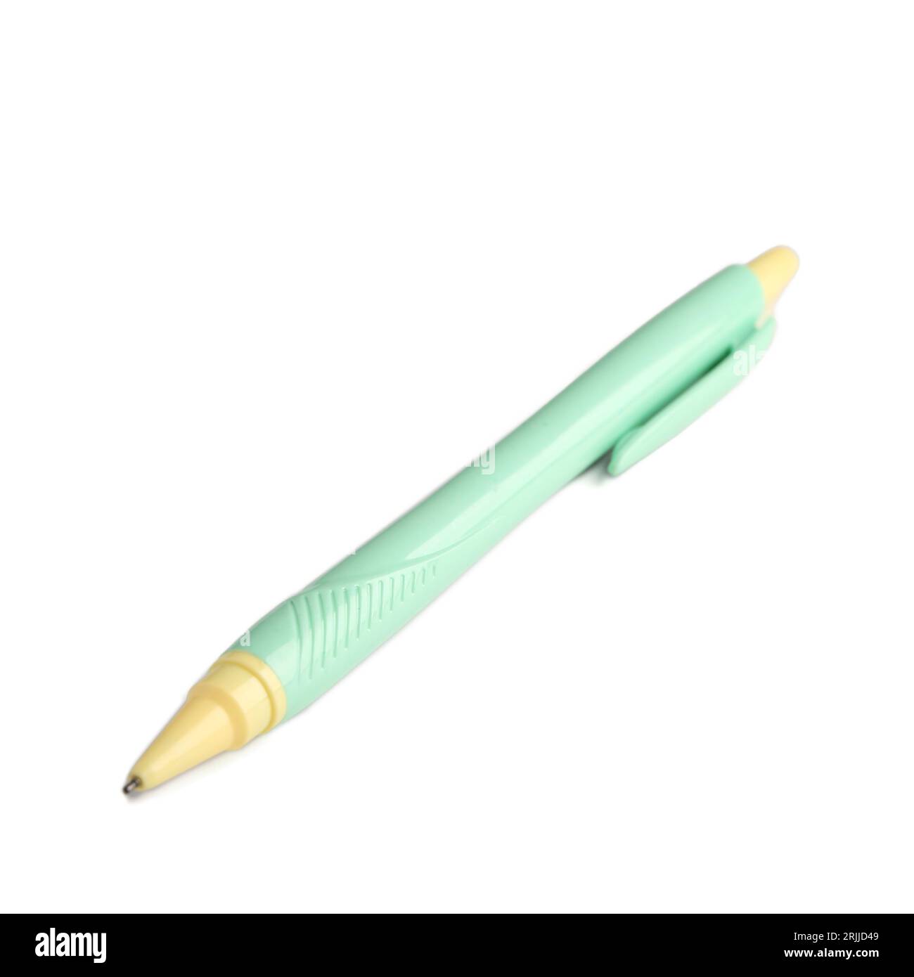 Green pen on white background Stock Photo - Alamy