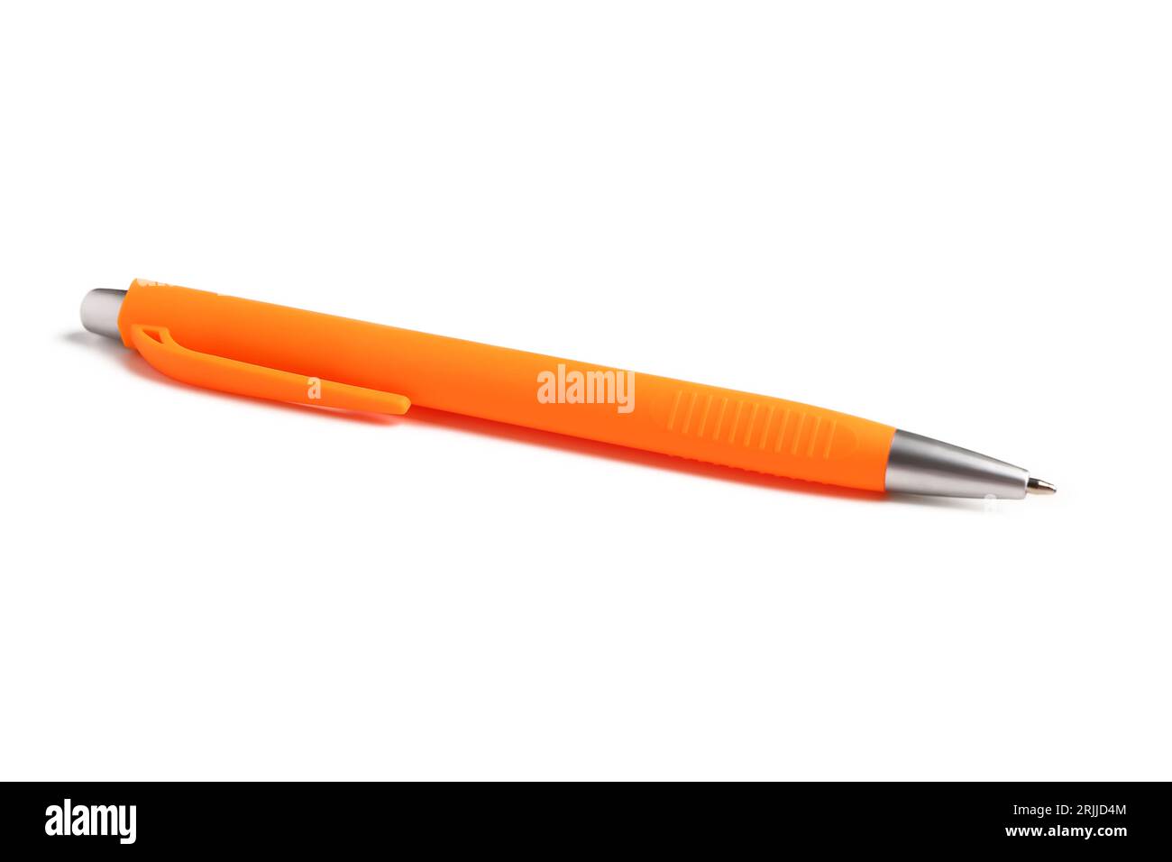 Orange pen on white background Stock Photo - Alamy