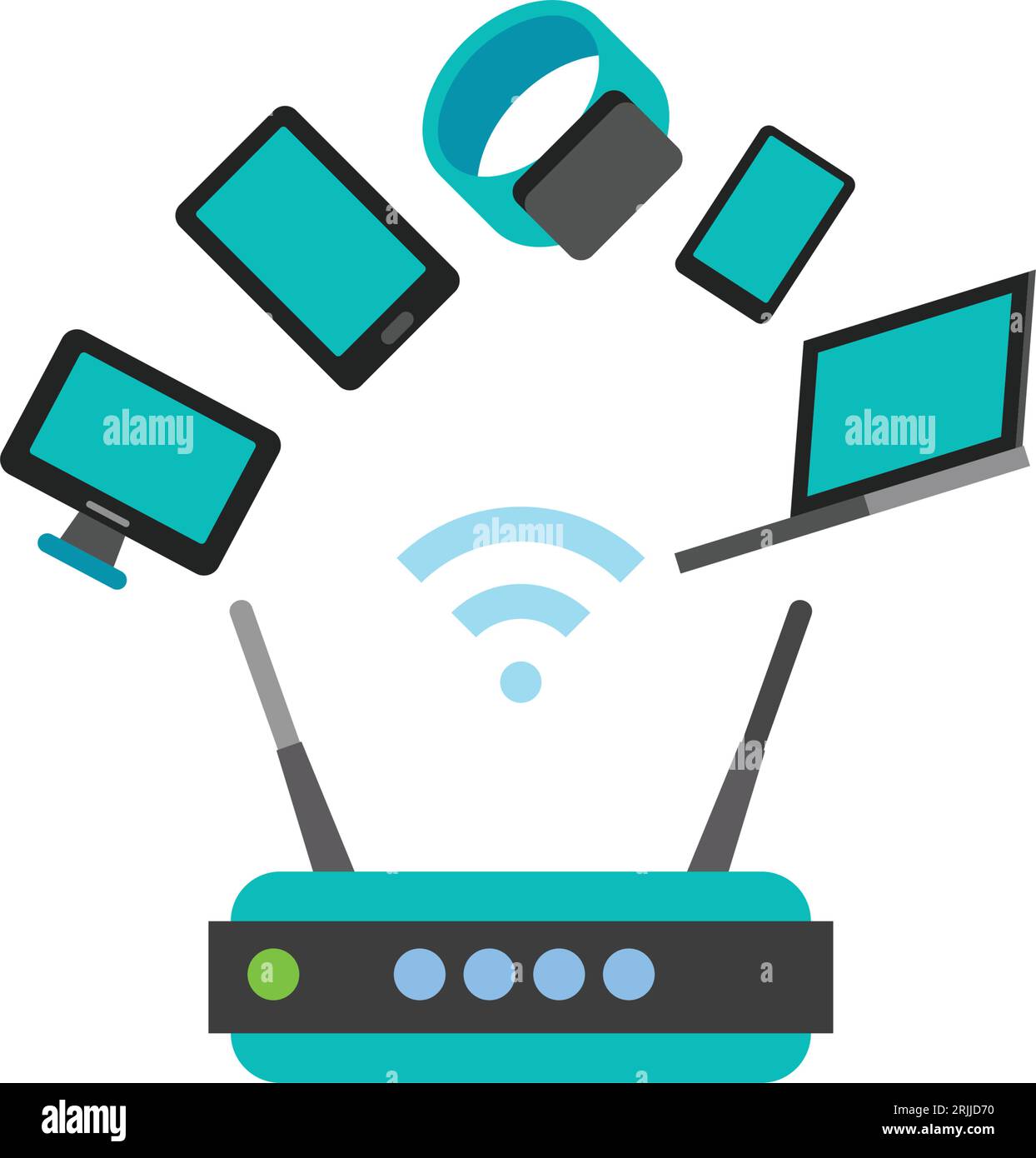 Smart devices connected through router Stock Vector Image & Art - Alamy