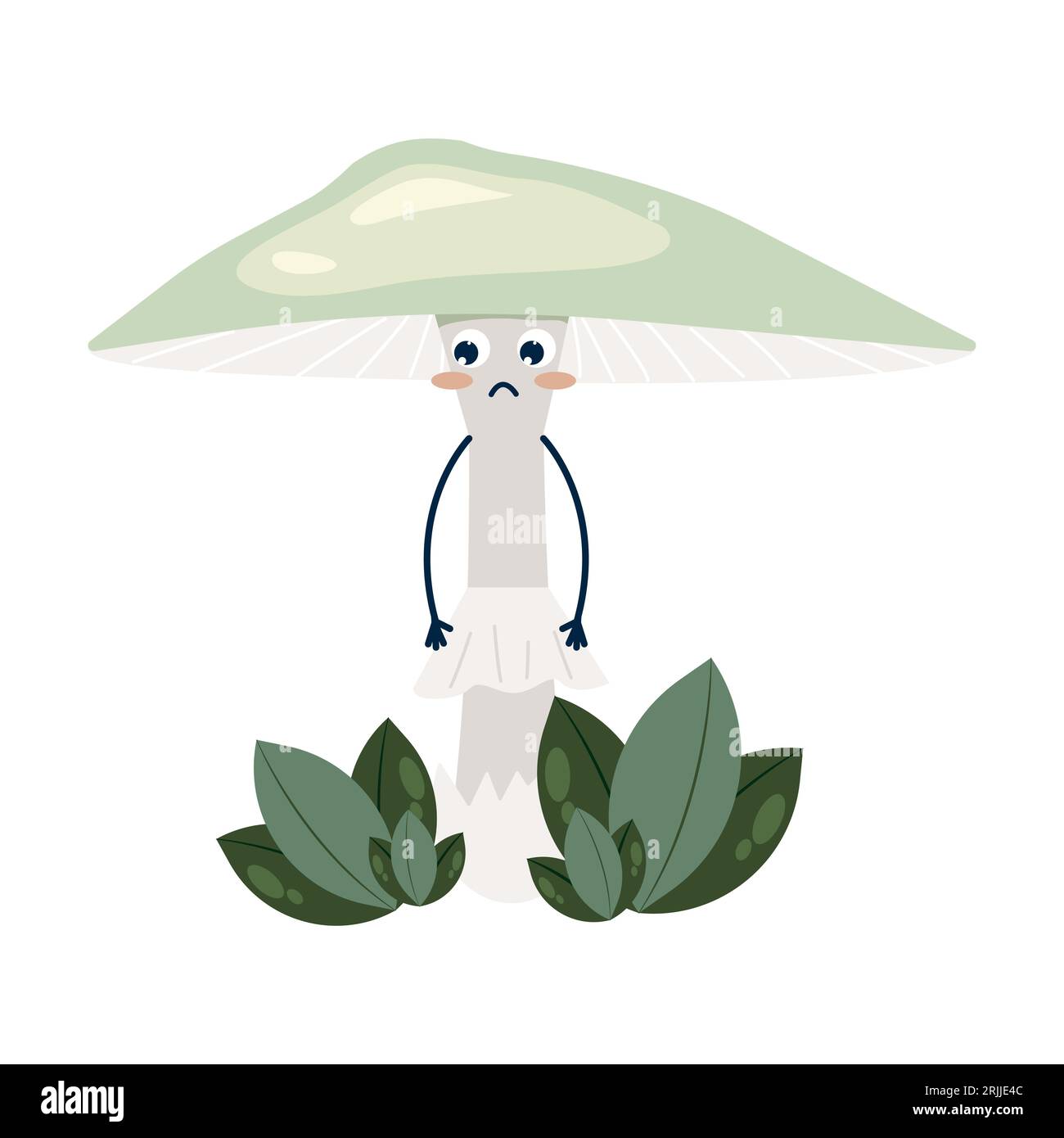 Funny pale toadstools with faces, childrens cartoon character. Edible ...