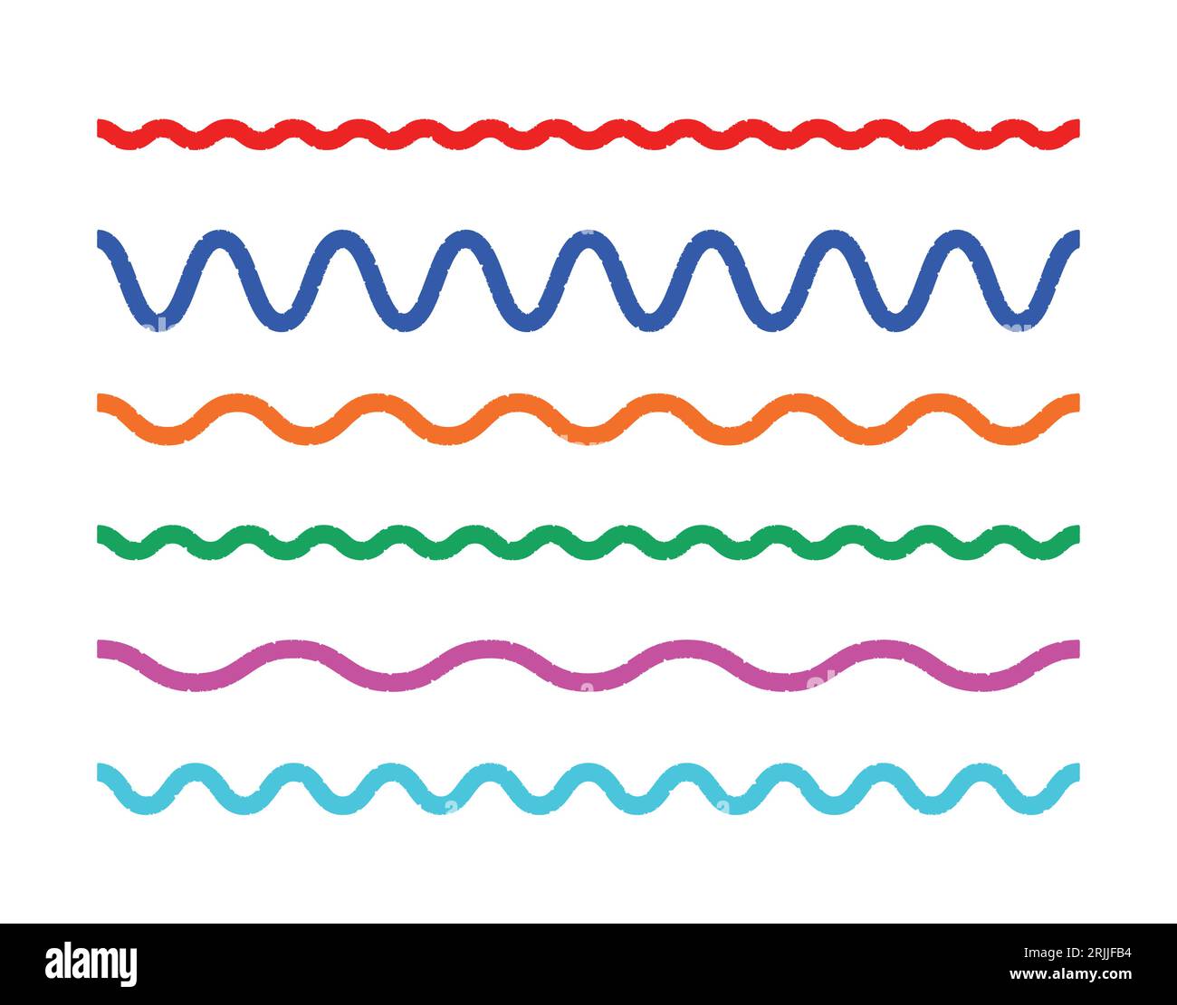 Wavy colorful line set in white background. Simple outline design ...