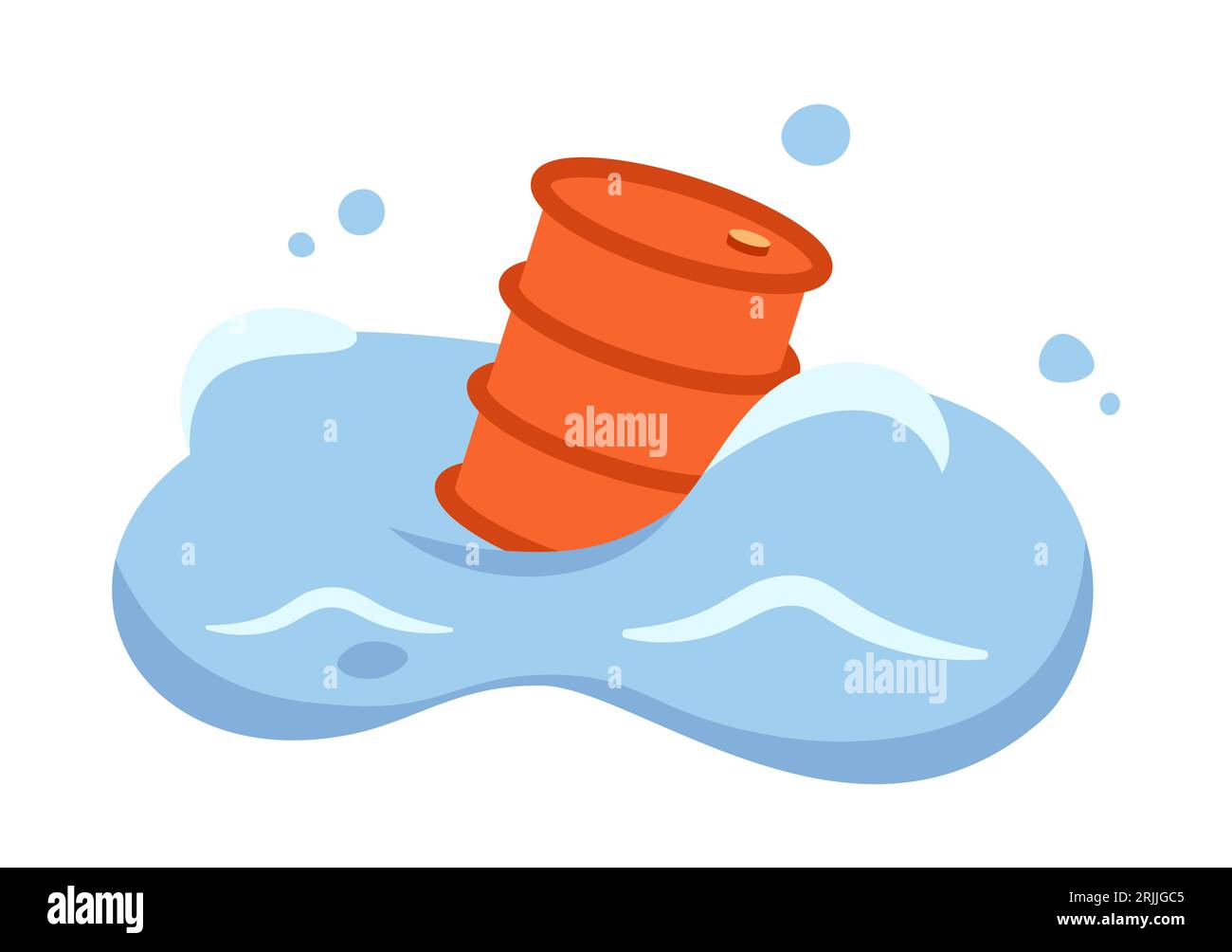 Waste barrel in water flat concept vector spot illustration Stock ...
