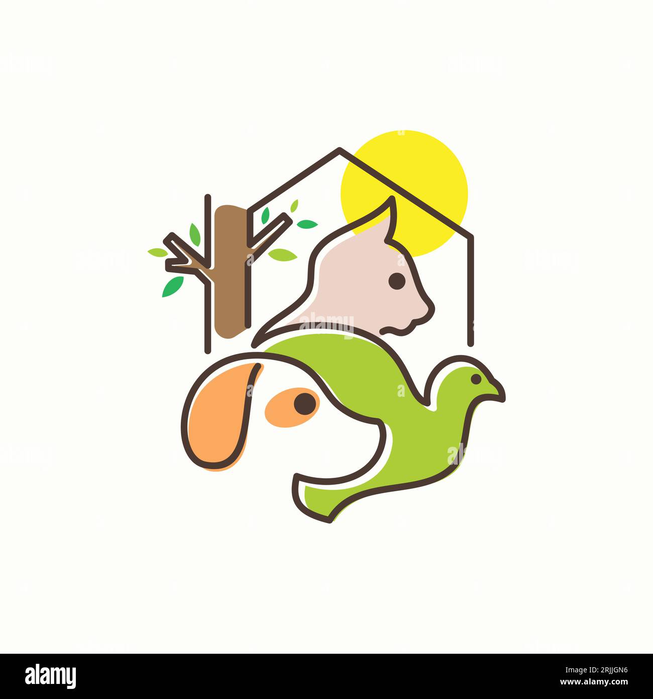 Home Pets logo design vector animals veterinary clinic template linear ...