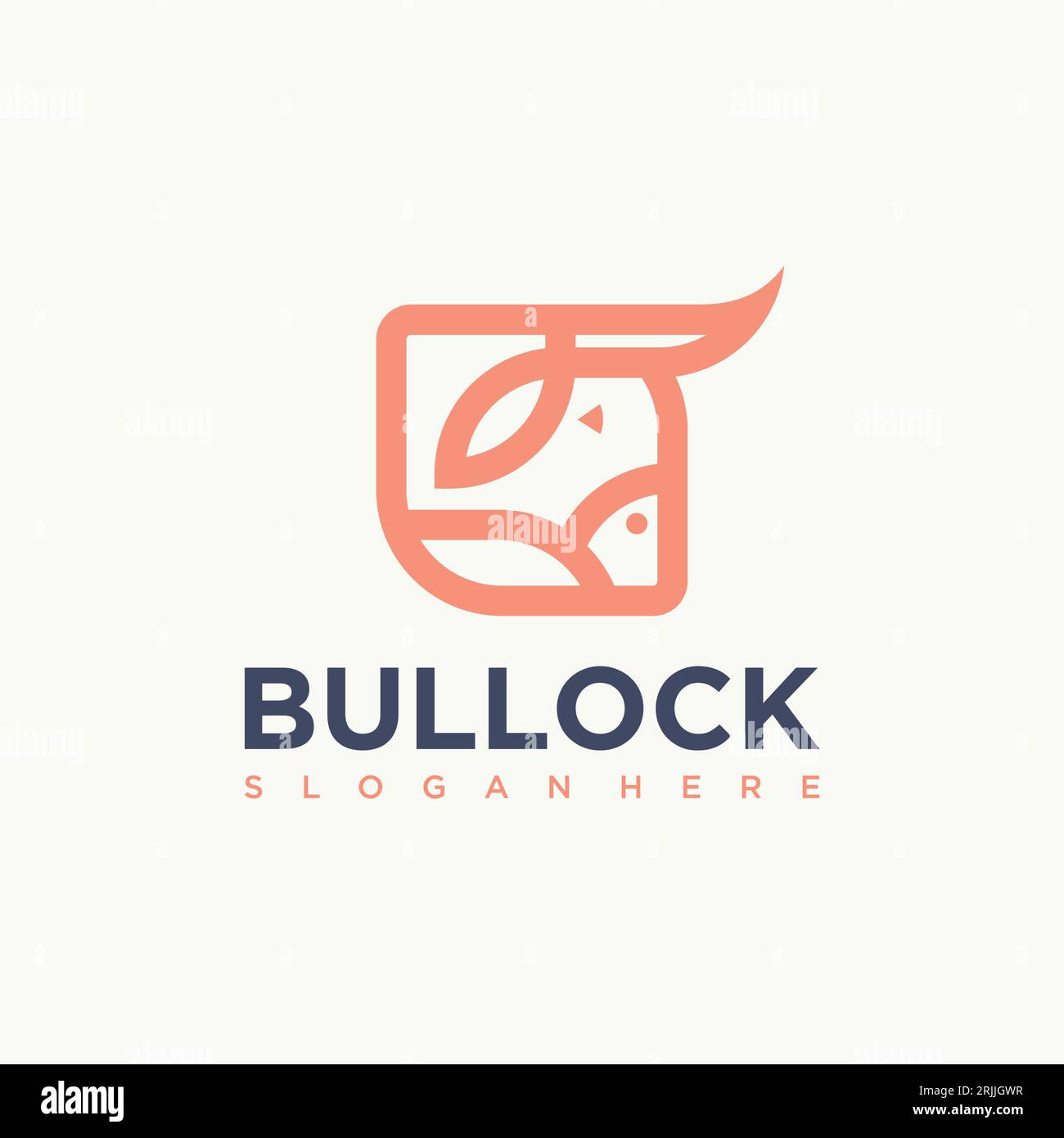 Square outline Head Bull vector logo design template. Vector ...