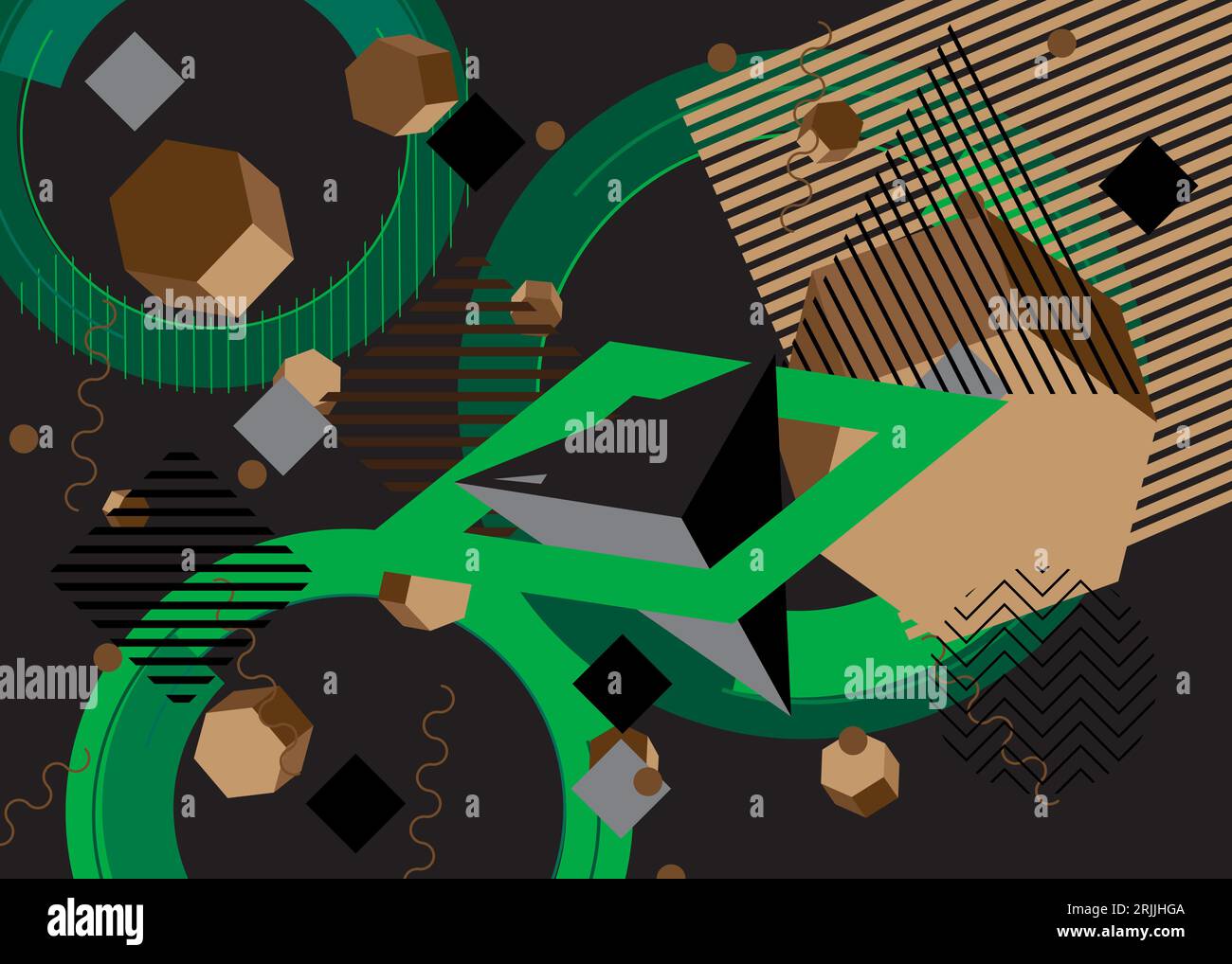 Black, Brown and green geometrical graphic theme cover. Minimal retro ...