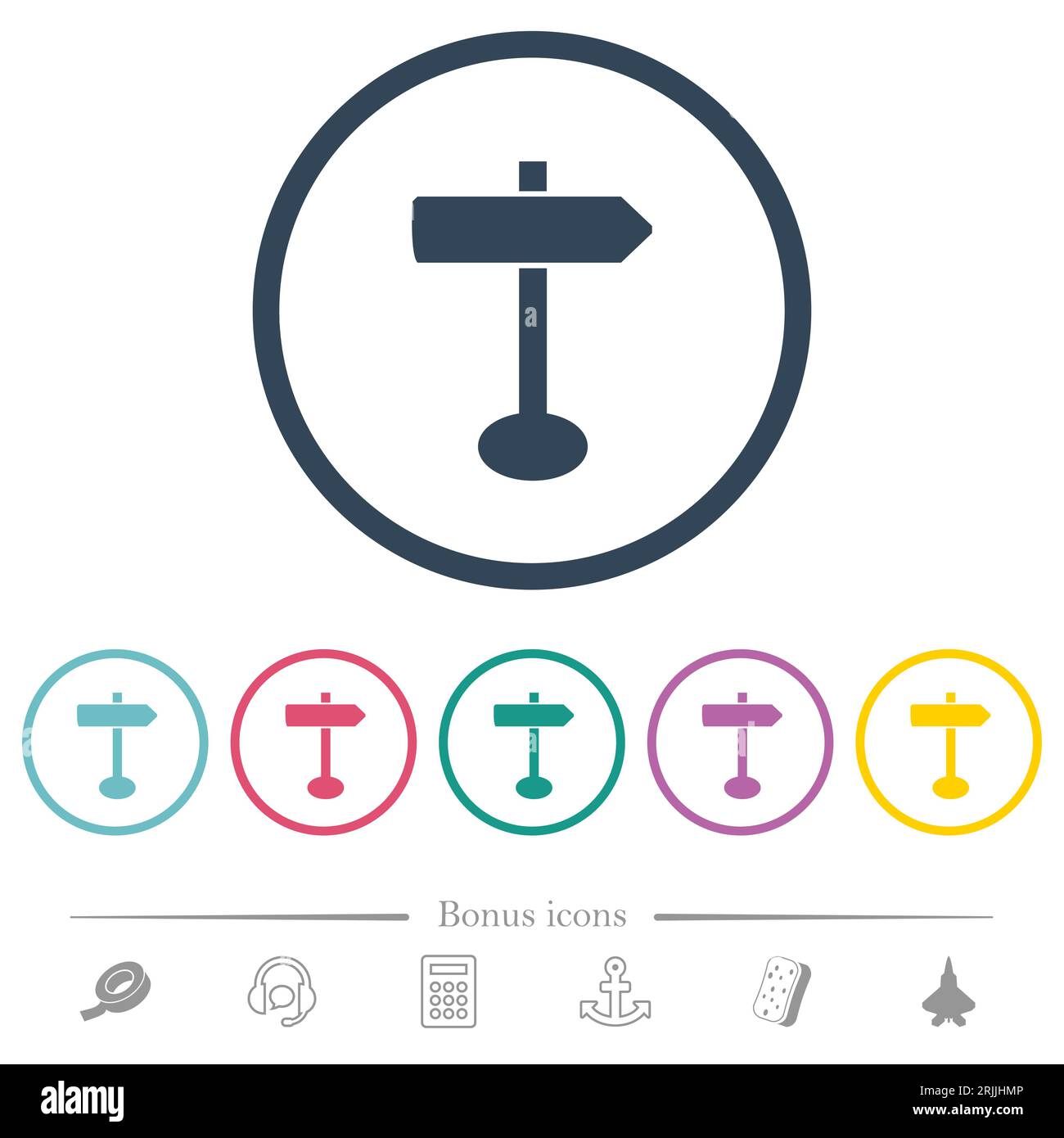 Blank arrow sign post solid flat color icons in round outlines. 6 bonus ...