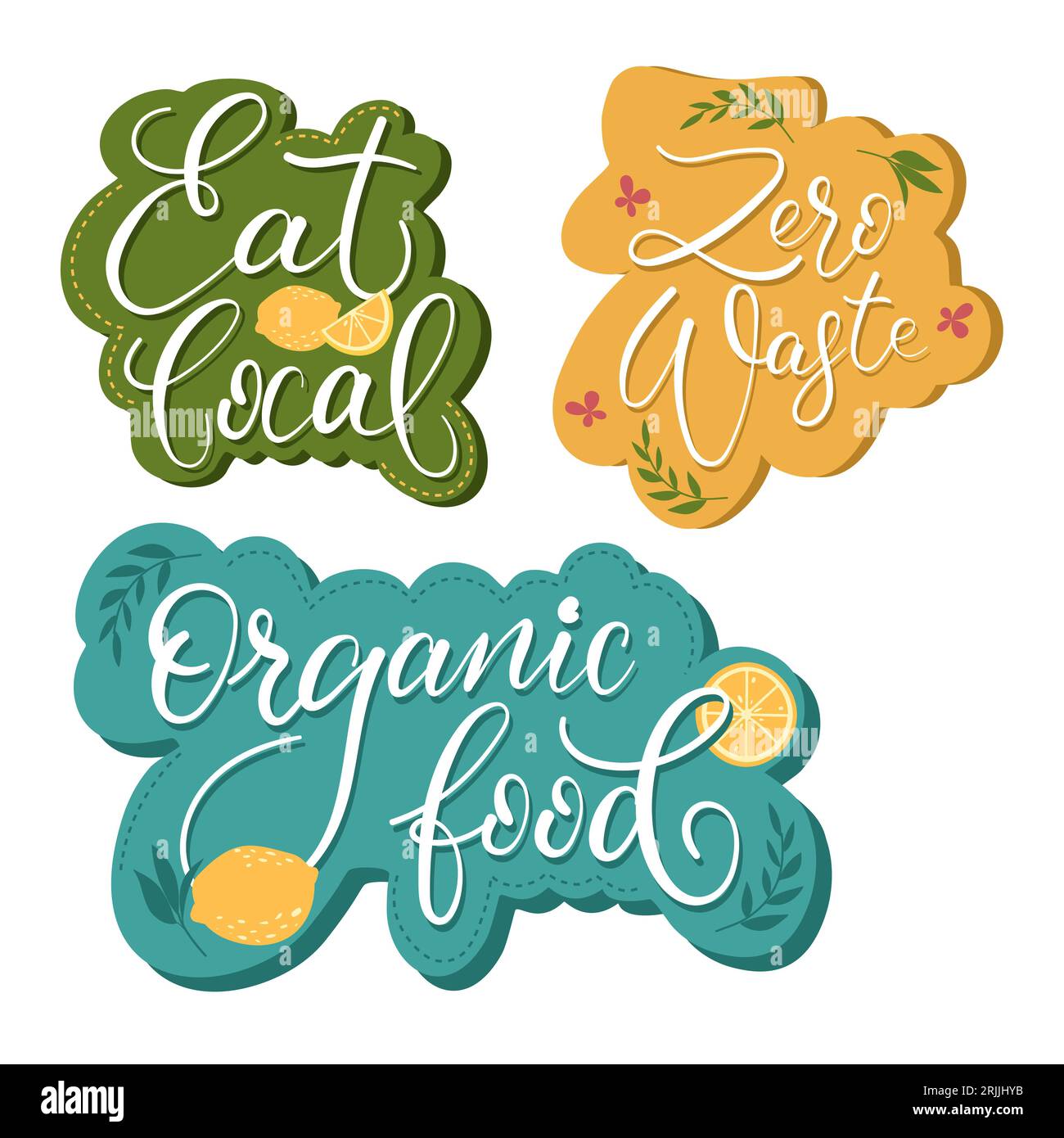 Lettering stickers about local food and zero waste Stock Vector Image & Art - Alamy