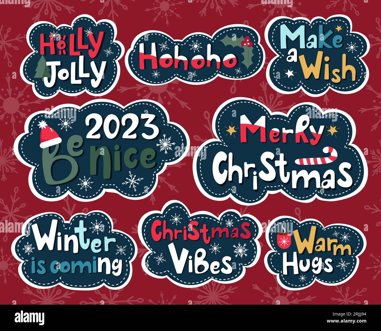 Set christmas stickers santa Stock Vector Images - Alamy