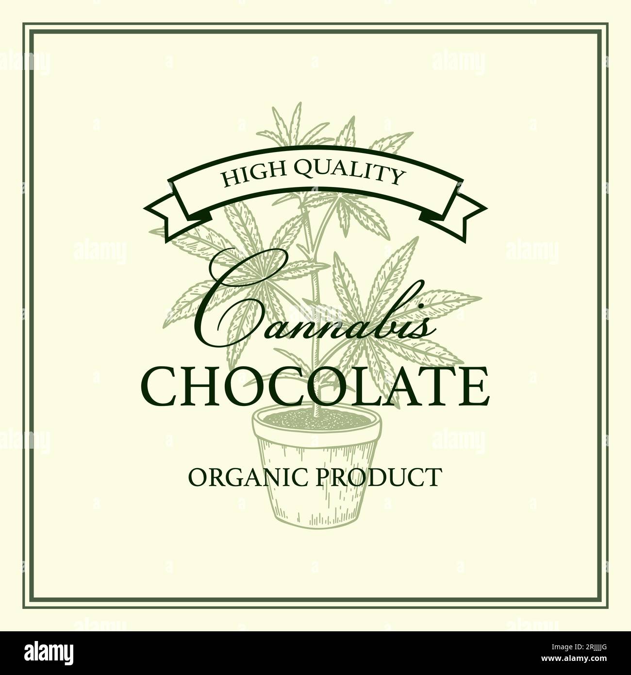 Cannabis product packaging design. Marijuana logo template with hand ...