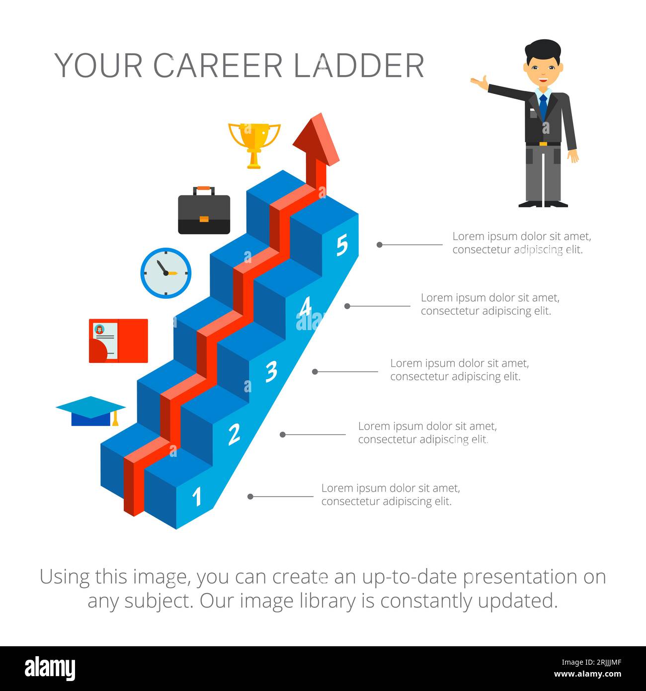 Five Step Chart Slide Template Stock Vector Image & Art - Alamy