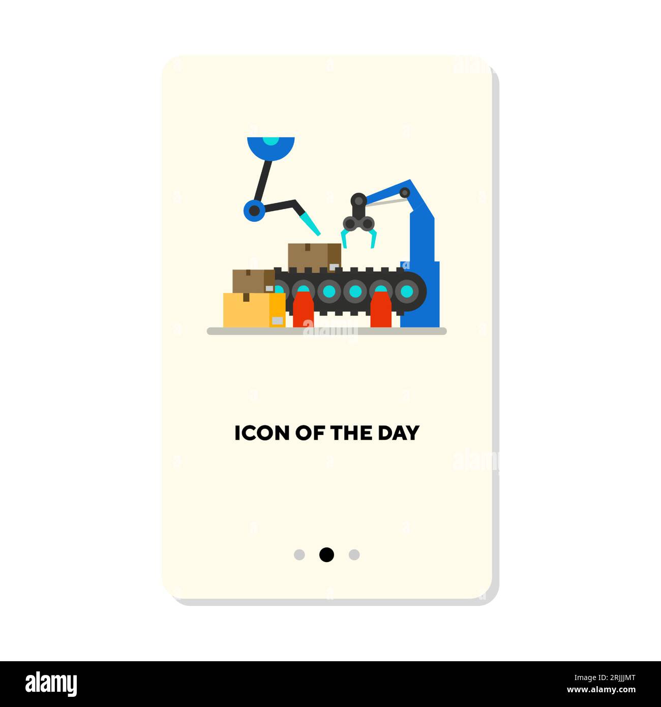 Carton boxes on automated conveyor line on white background Stock ...