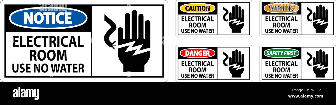 Restricted Area Sign Danger Electrical Room Use No Water Stock Vector ...