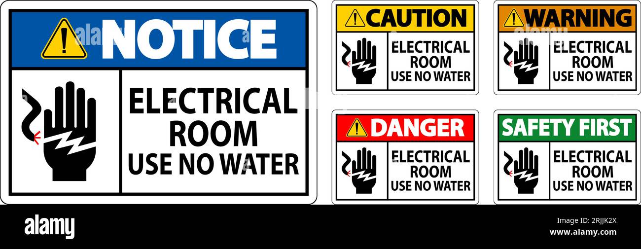 Restricted Area Sign Danger Electrical Room Use No Water Stock Vector ...