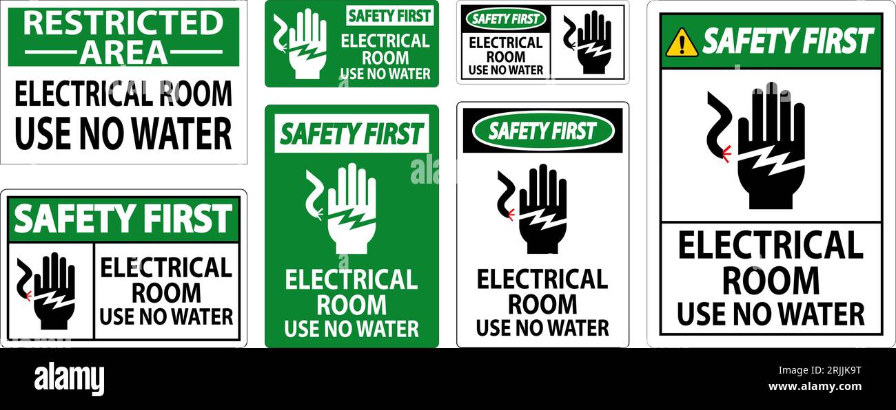 Restricted Area Sign Safety First Electrical Room Use No Water Stock ...