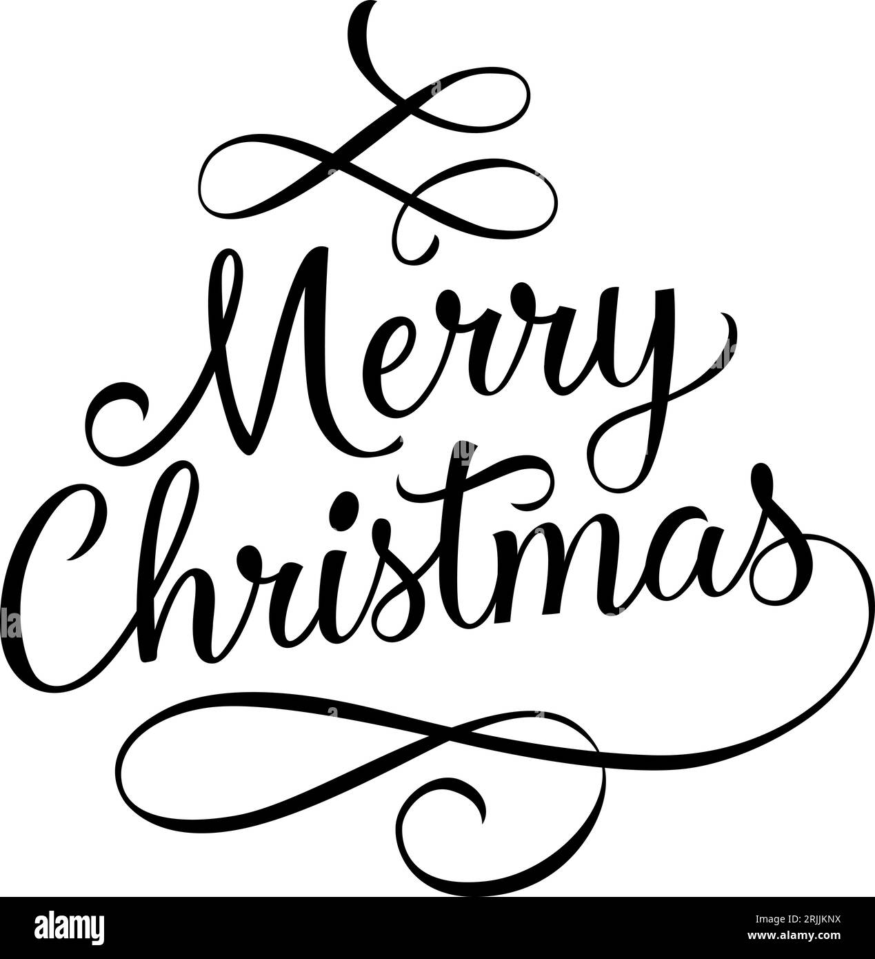 Merry Christmas Lettering With Swirls Stock Vector Image And Art Alamy