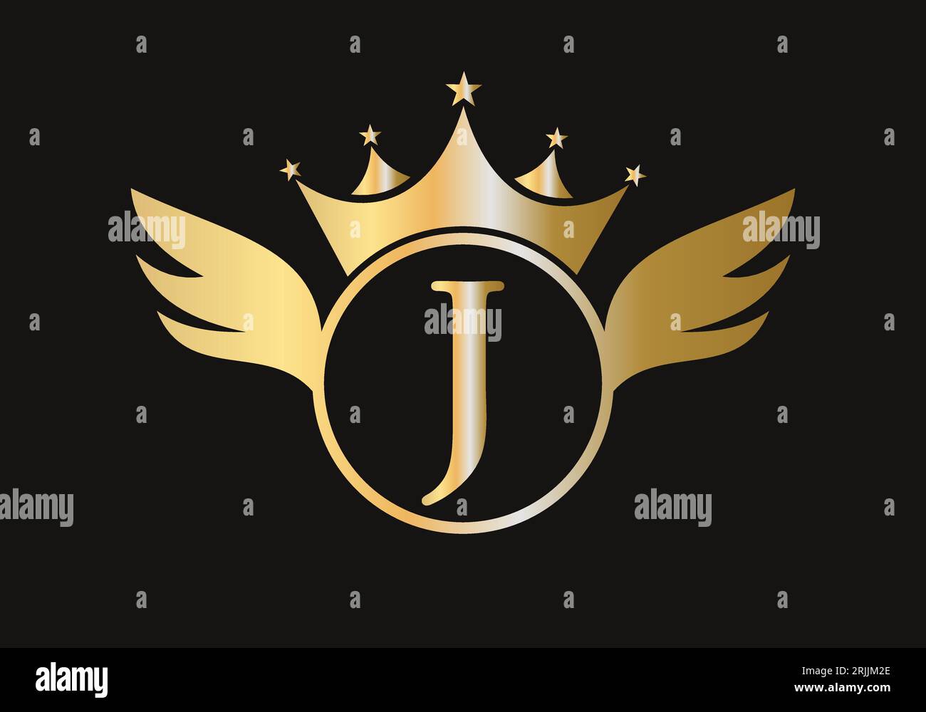 Letter J Wing Logo Concept With Crown Icon Vector Template. Wing Symbol ...
