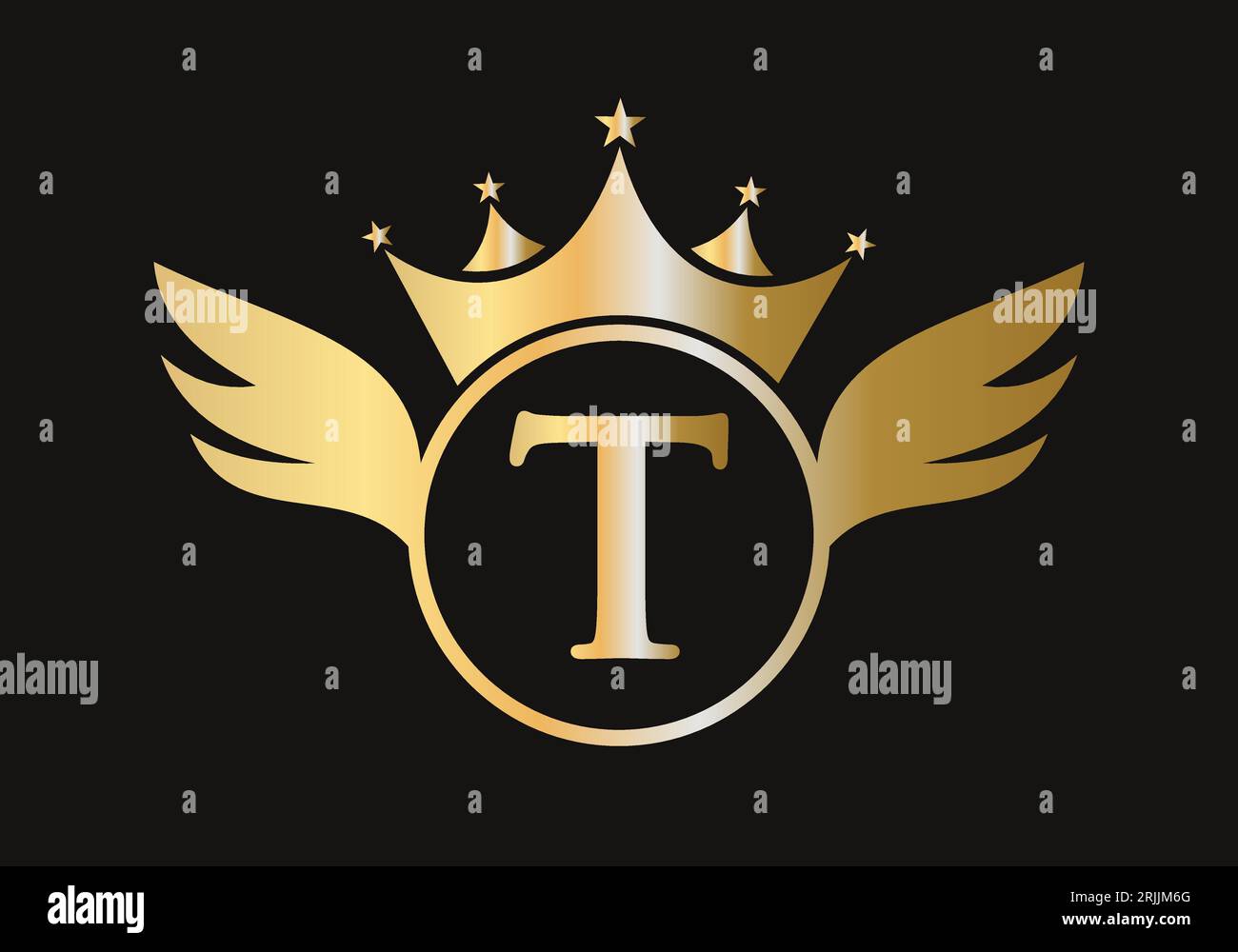 Letter T Wing Logo Concept With Crown Icon Vector Template. Wing Symbol ...