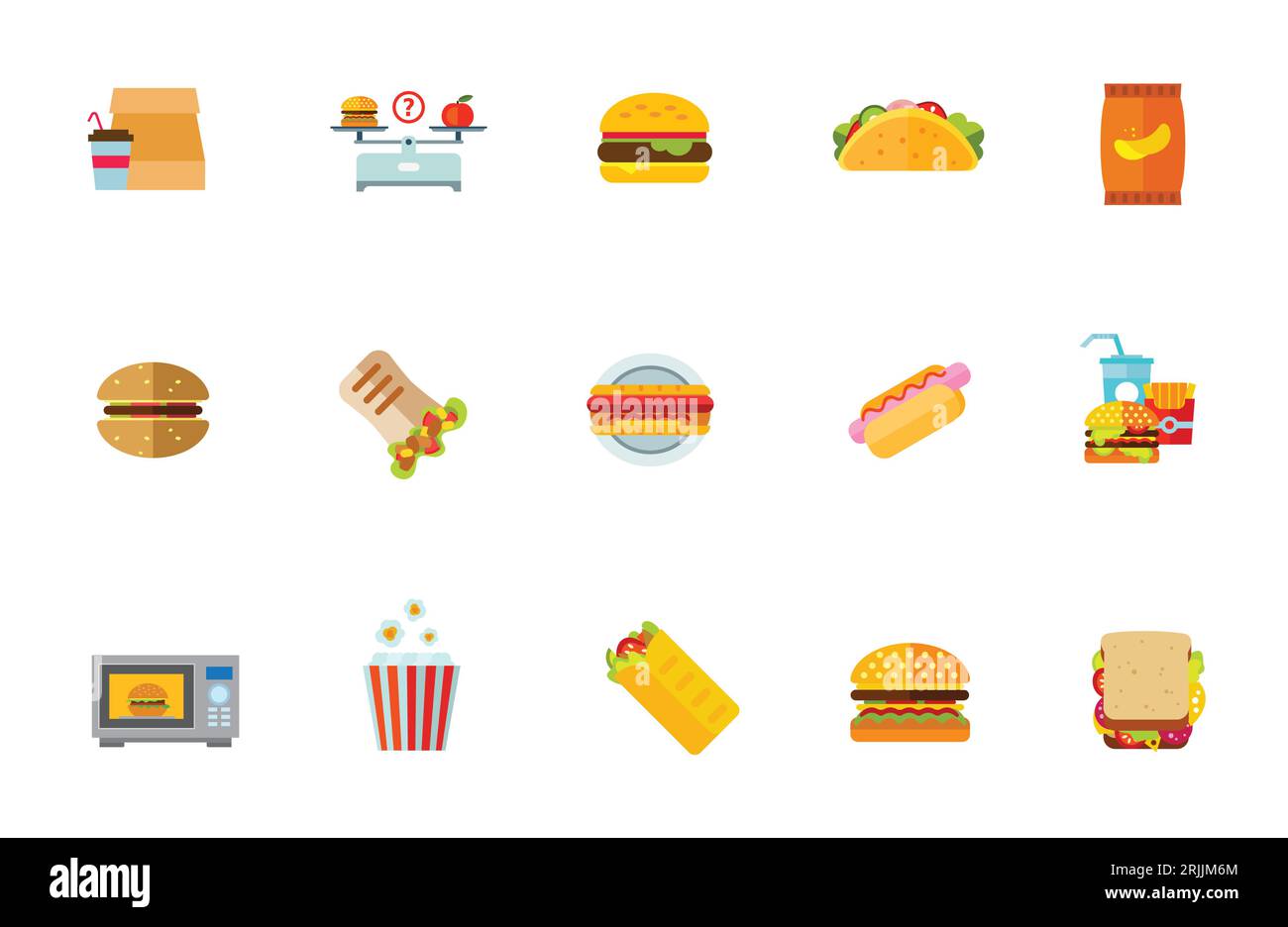 Unhealthy food icon set Stock Vector Image & Art - Alamy