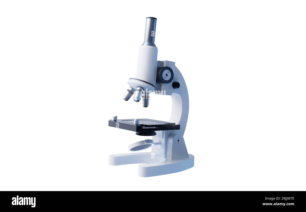 Microscope with biology research concept, 3d rendering. Digital drawing ...