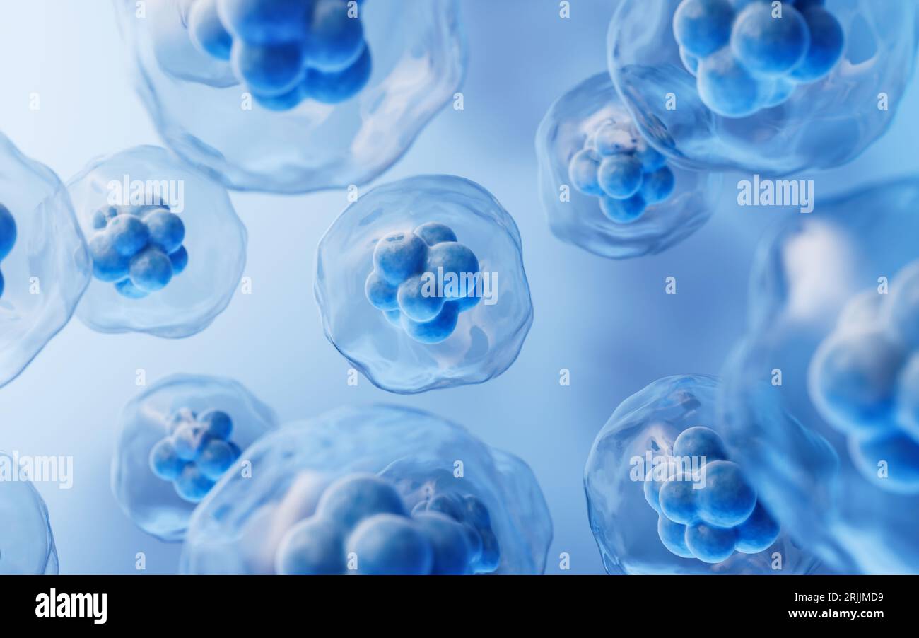 Transparent cell with biotechnology and cosmetic concept, 3d rendering ...