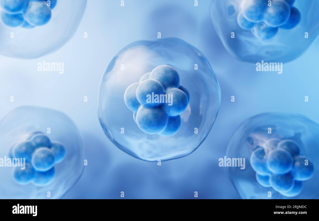 Transparent cell with biotechnology and cosmetic concept, 3d rendering ...