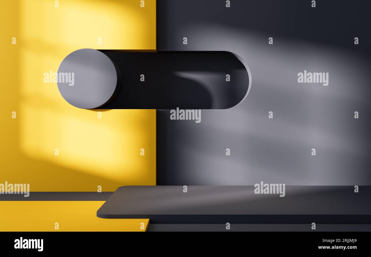 Empty room with geometry shapes, 3d rendering. Digital drawing Stock ...