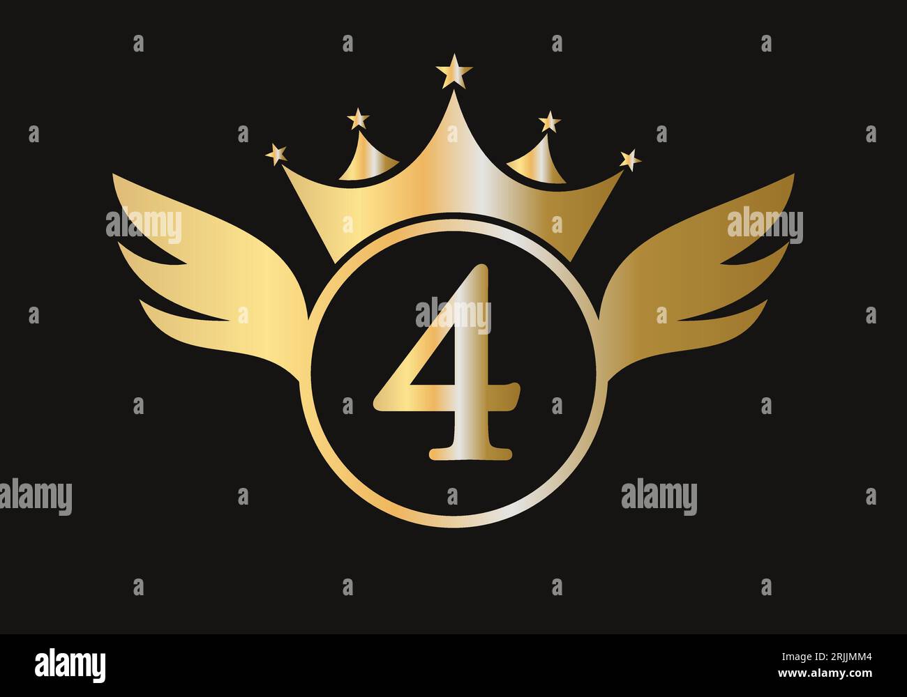 Letter 4 Wing Logo Concept With Crown Icon Vector Template. Wing Symbol ...