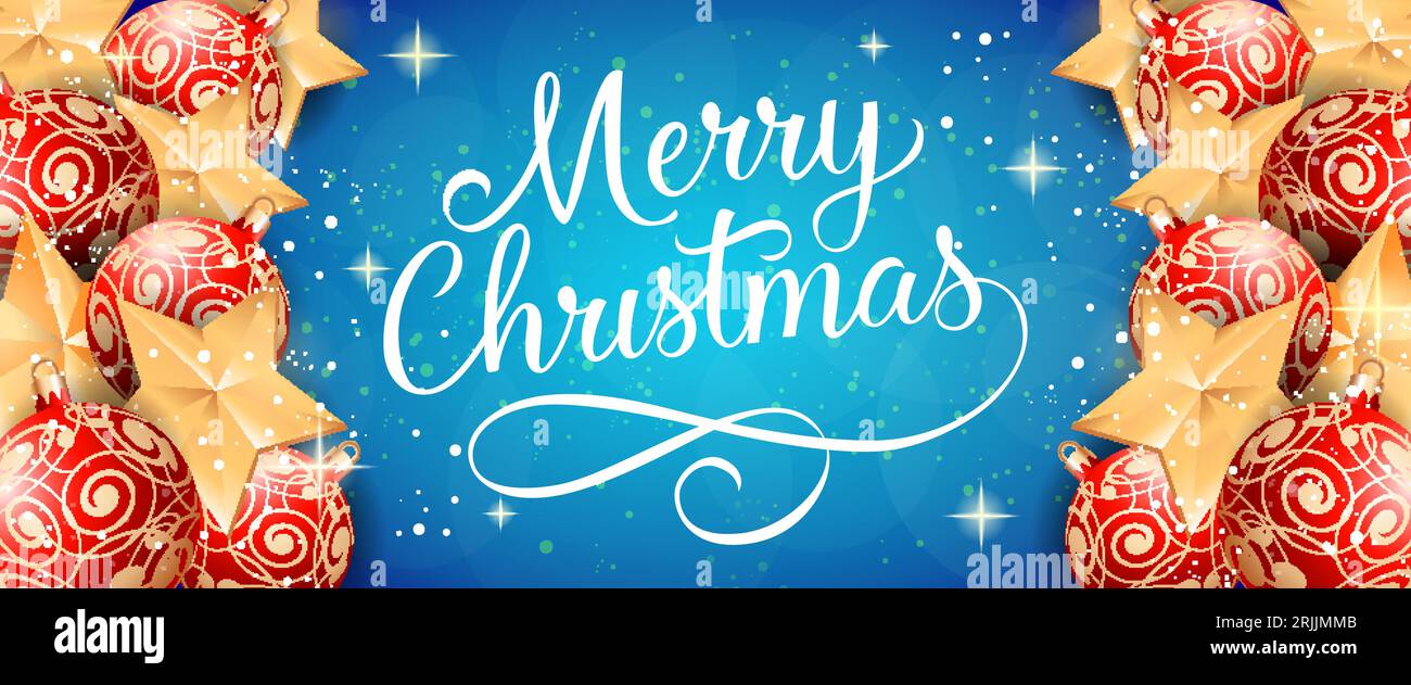 Merry Christmas lettering with baubles Stock Vector Image & Art - Alamy