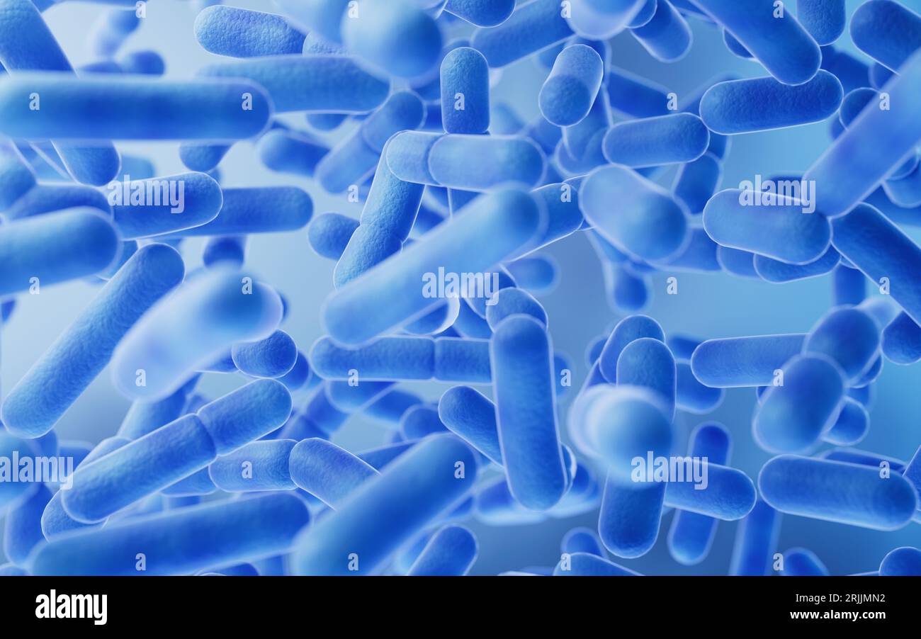 Large groups of germs with blue background, 3d rendering. Digital ...