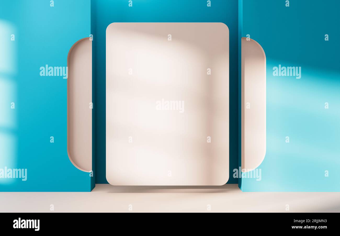 Empty room with geometry shapes, 3d rendering. Digital drawing Stock ...